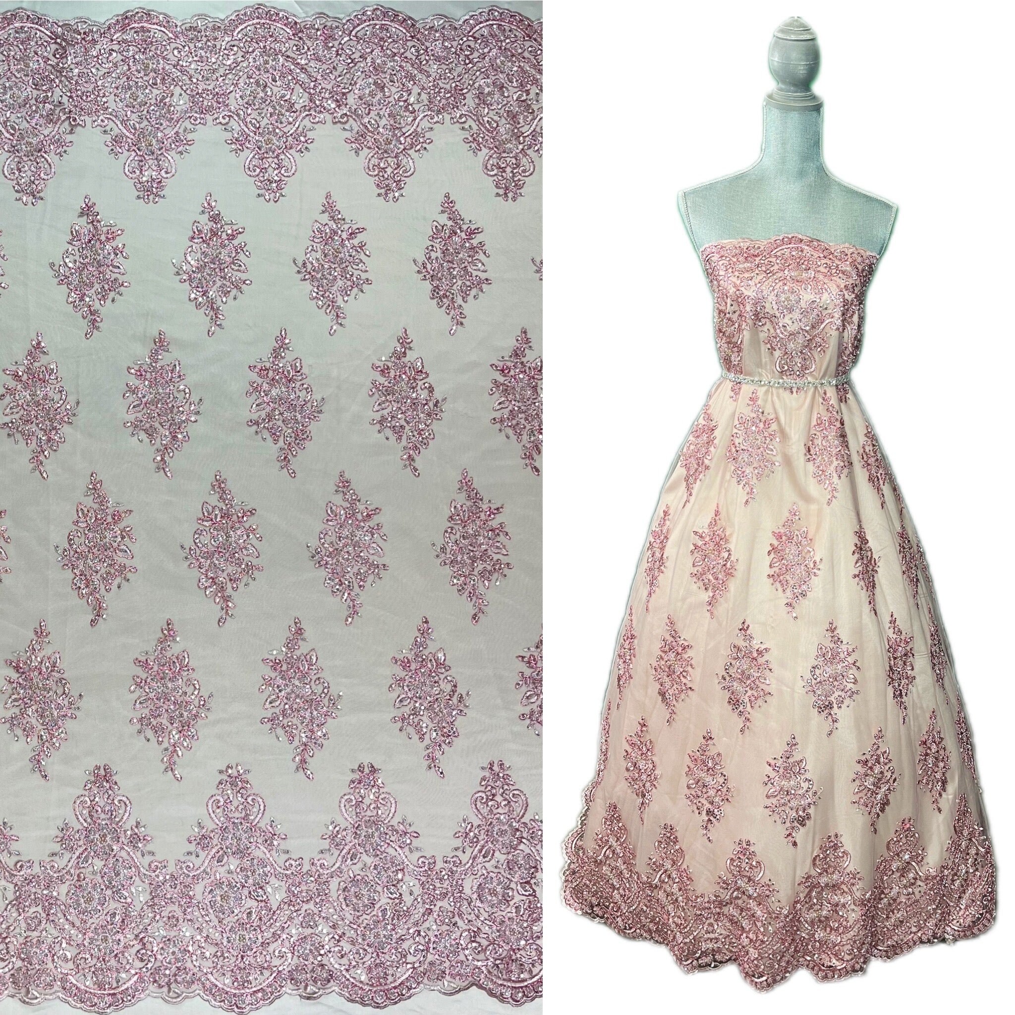 Beaded Corded Lace Fabric With Scallops Embroidered on 100% - Etsy