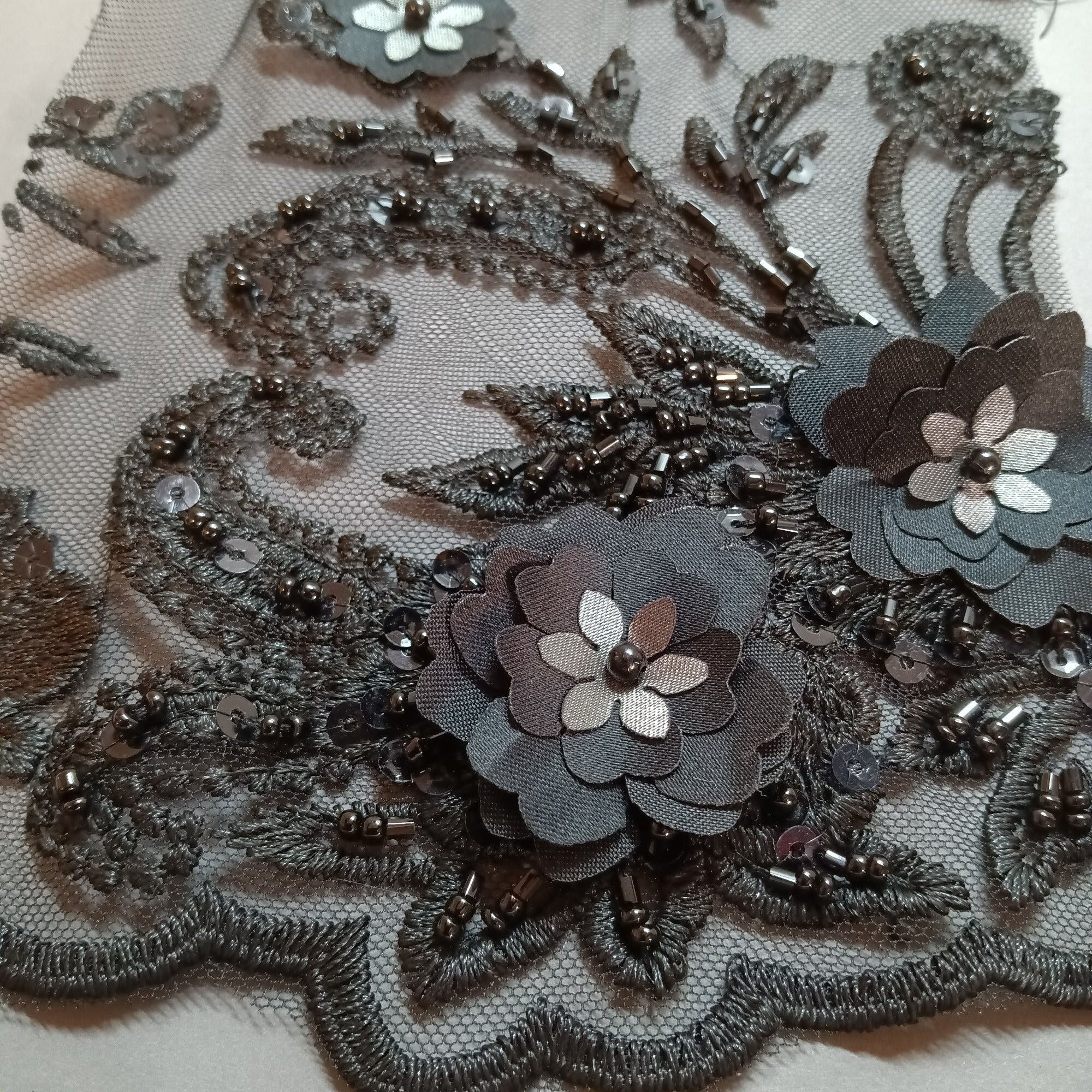 Beaded 3D Floral Lace Fabric Embroidered on 100% Polyester Net - Etsy