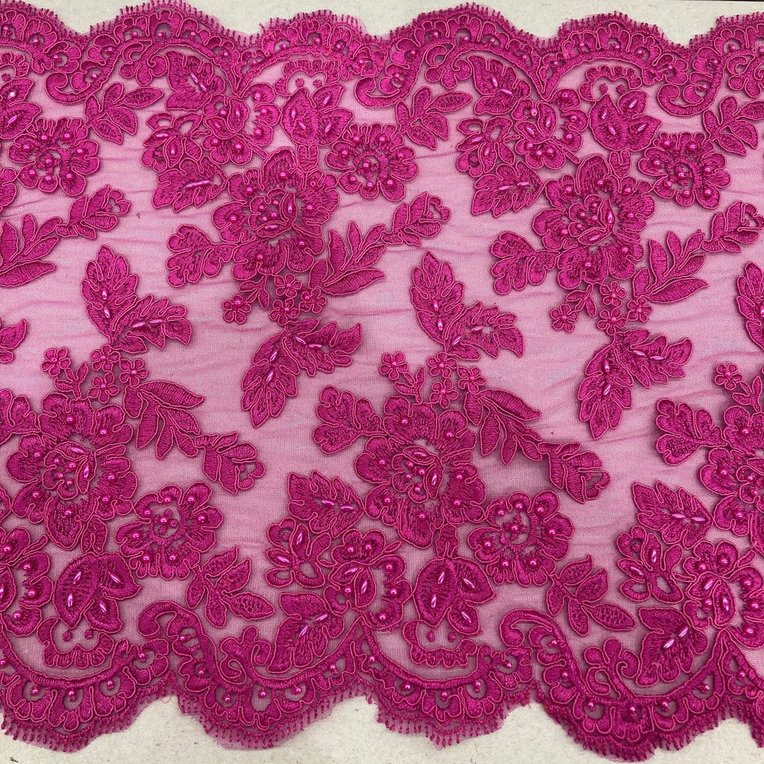 Double Sided Lace Trimming Beaded Corded Embroidered on 100 Polyester ...