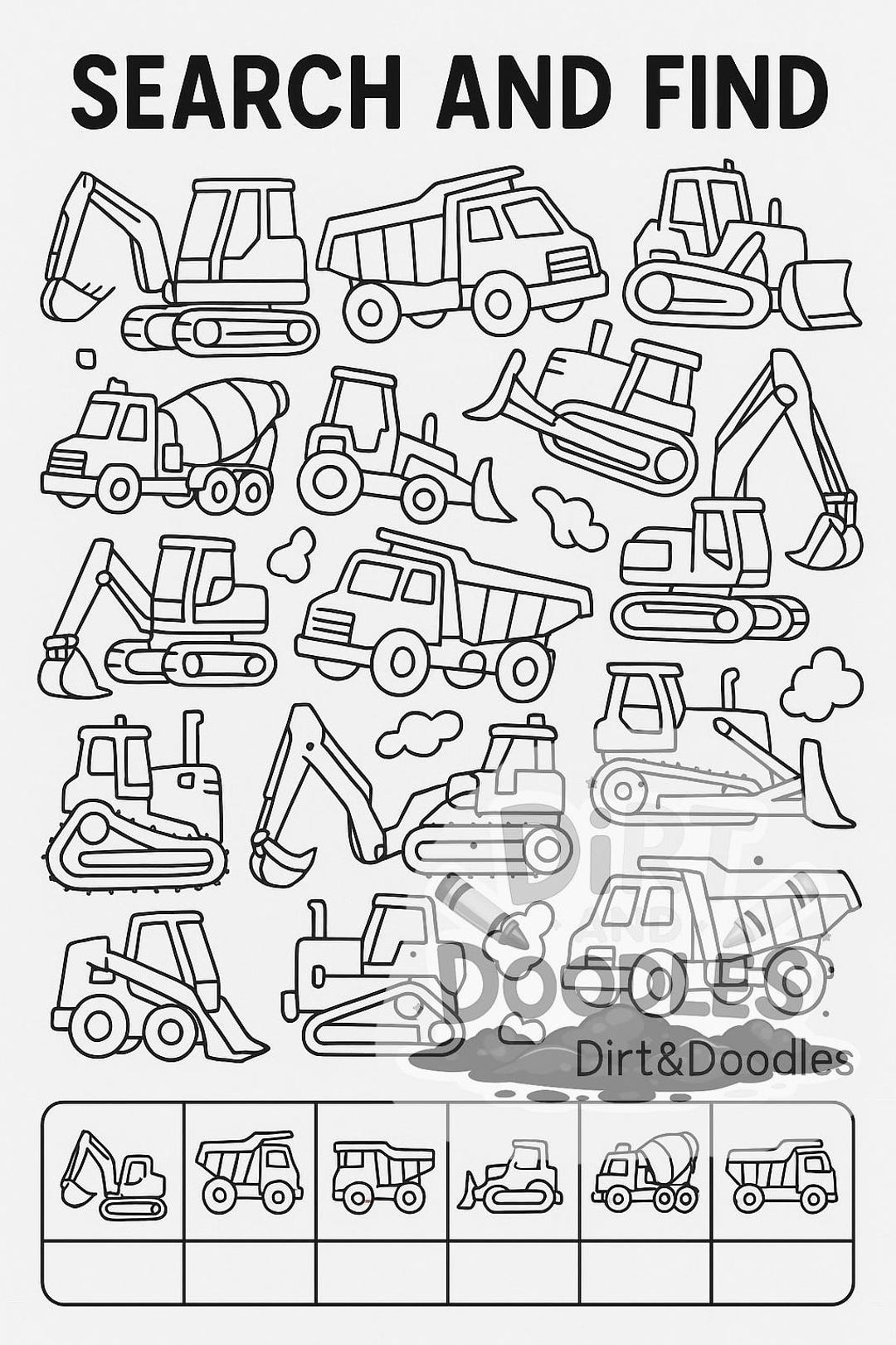 Search and Find: Construction Vehicles - Etsy