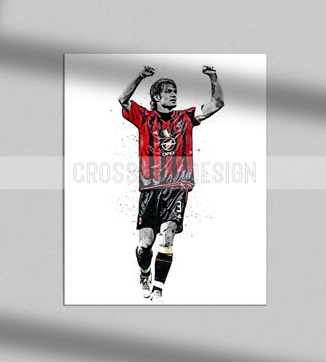 Maldini Print Paolo Maldini Poster AC Milan Art Print Wall Art Home ...