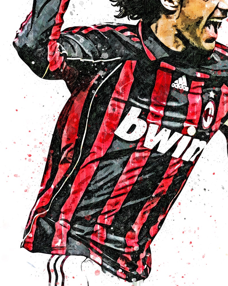 Paolo Maldini Print Maldini Poster AC Milan Art Print Wall Art Home ...