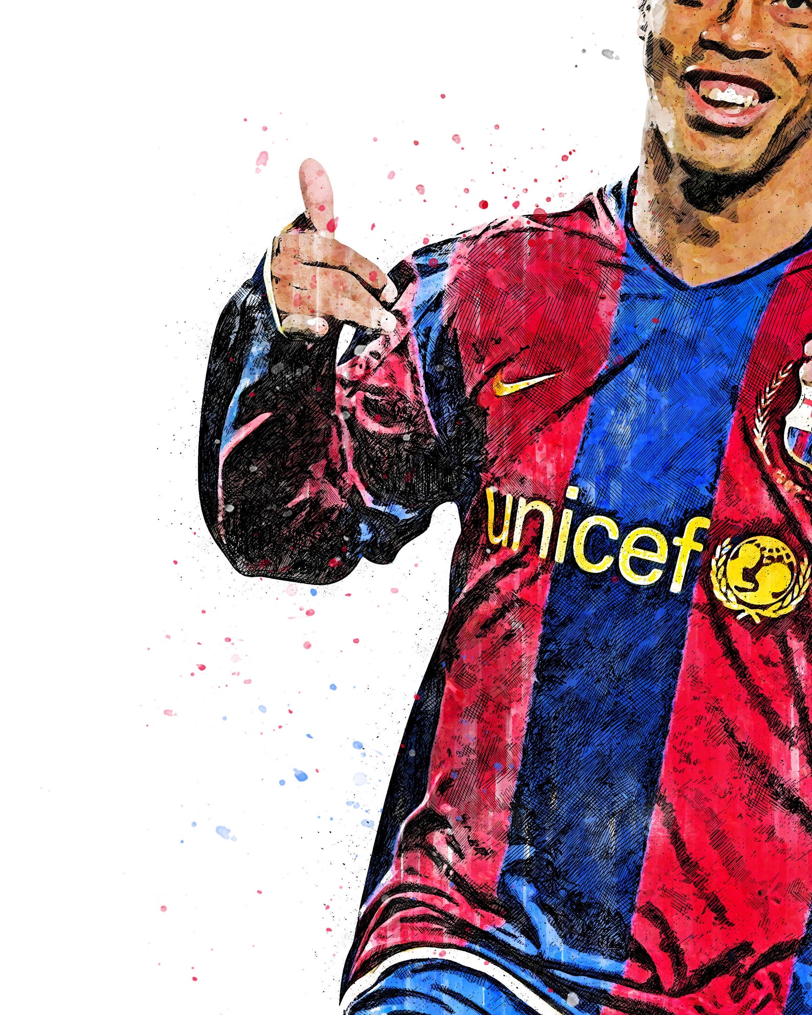 Ronaldinho Print Ronaldinho Poster Barcelona Art Print, Wall Art, Home ...