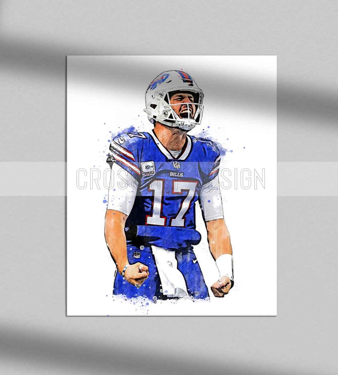 Josh Allen Print Josh Allen Poster Buffalo Bills Art Print, Wall Art ...