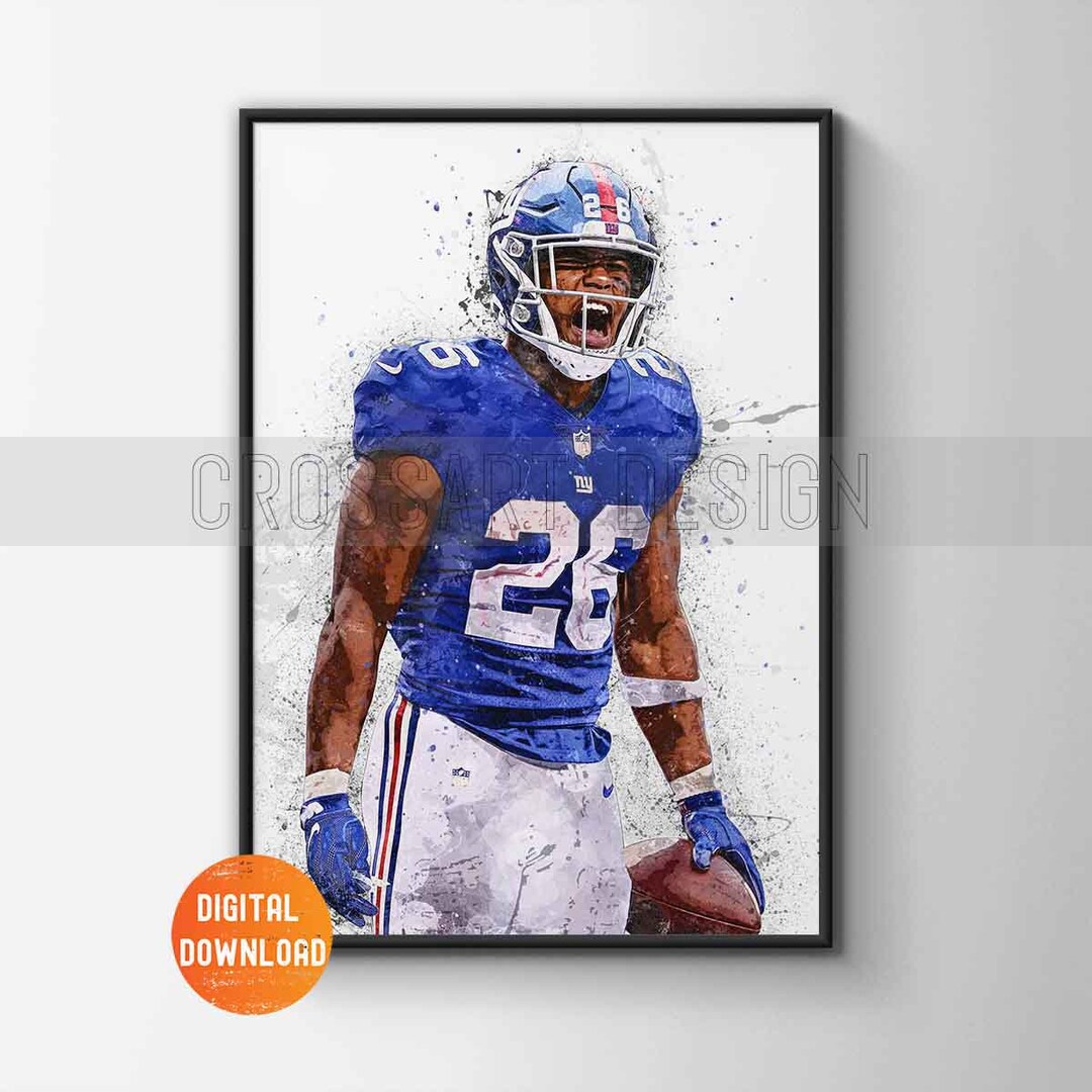 Saquon Barkley Poster, Wall Art Printable, Football, Digital Download ...