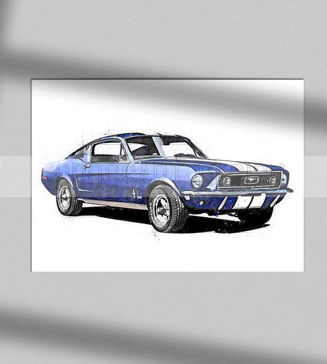 Ford Mustang Print Ford Mustang Poster Art Print, Wall Art, Home Decor ...