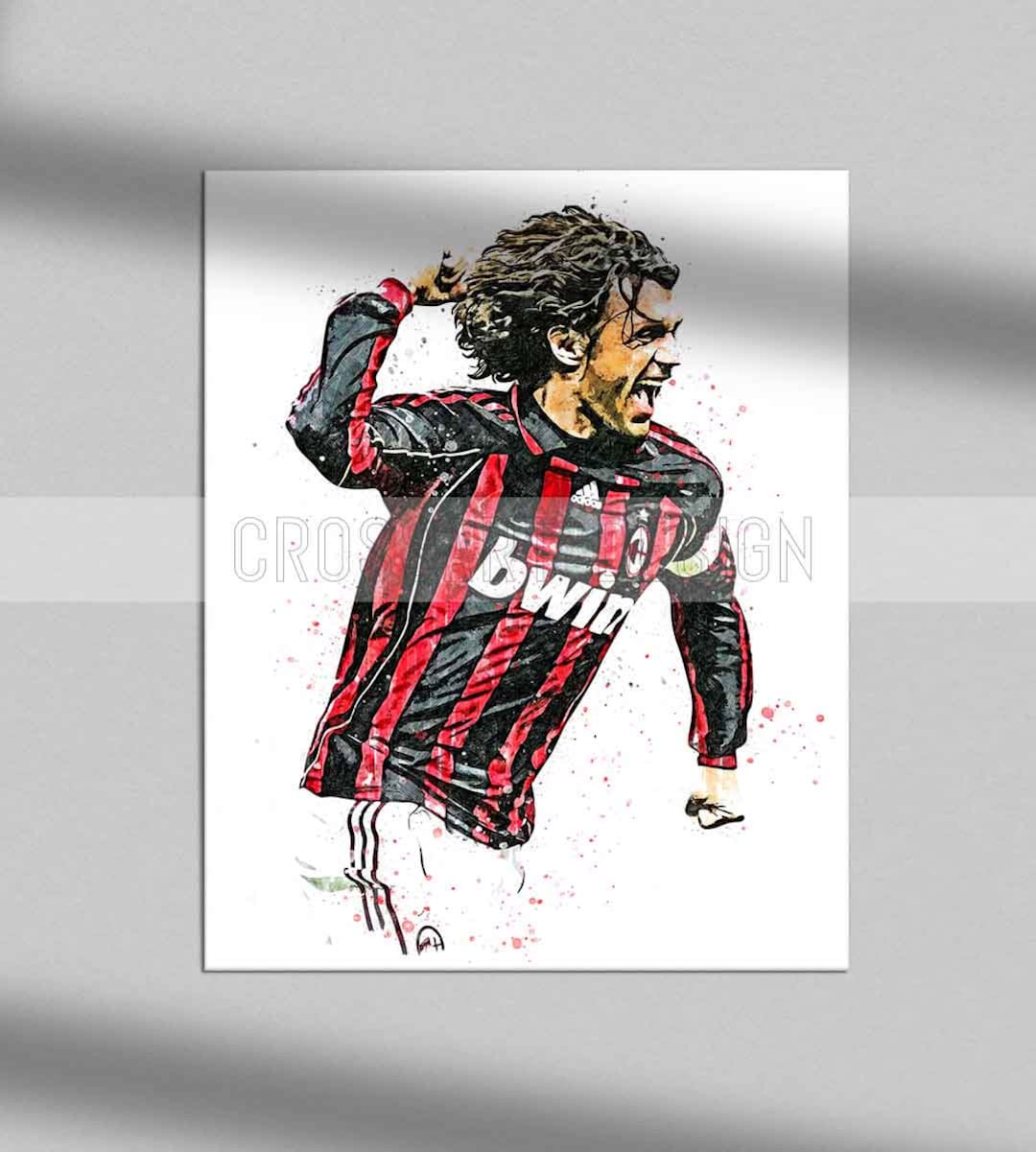 Paolo Maldini Print Maldini Poster AC Milan Art Print Wall Art Home ...