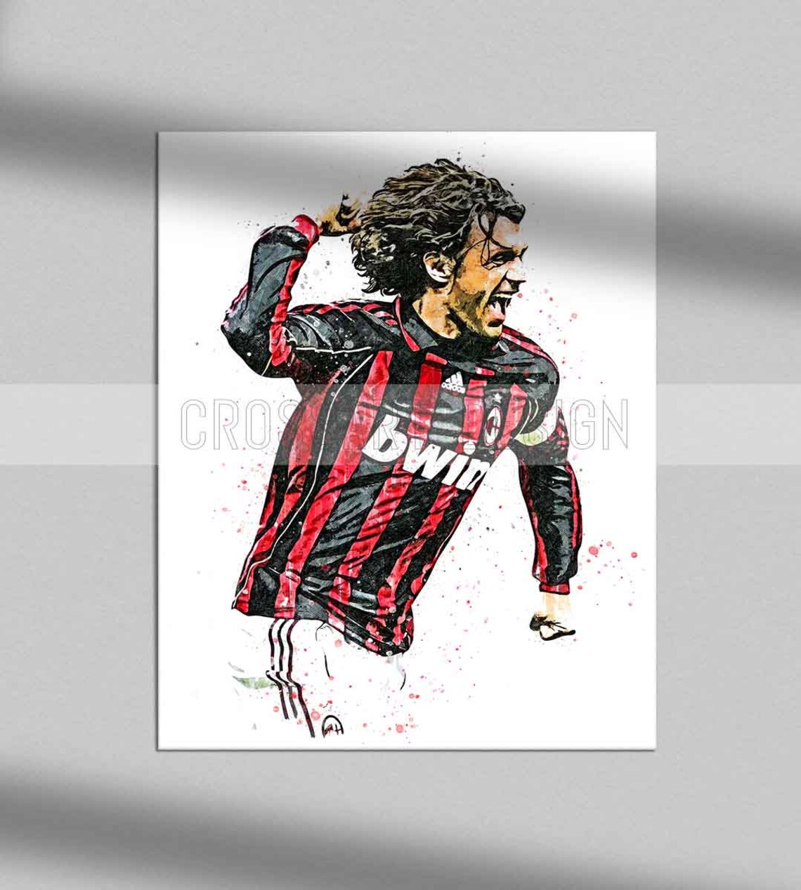 Paolo Maldini Print Maldini Poster AC Milan Art Print Wall Art Home ...