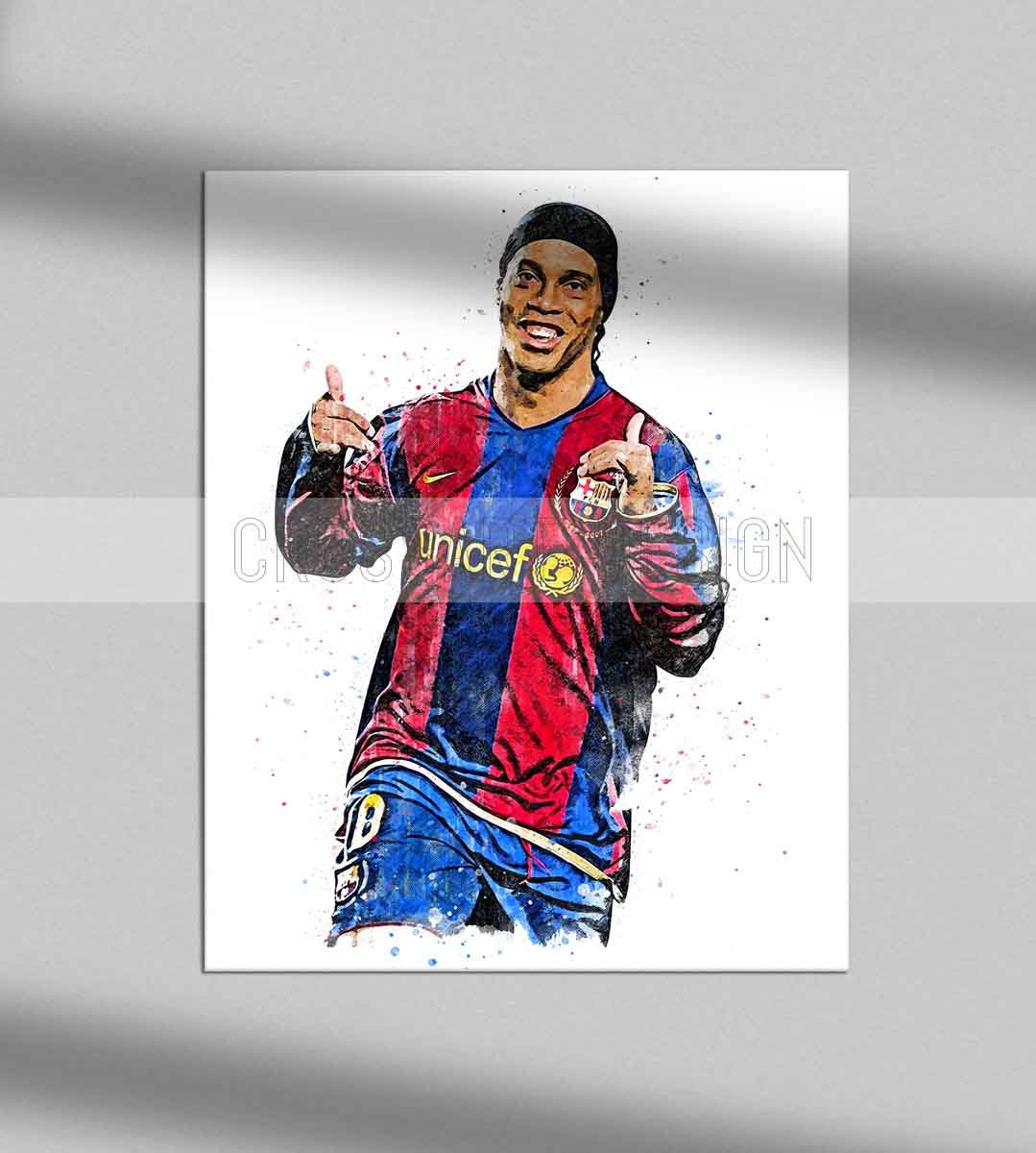 Ronaldinho Print Ronaldinho Poster Barcelona Art Print, Wall Art, Home ...