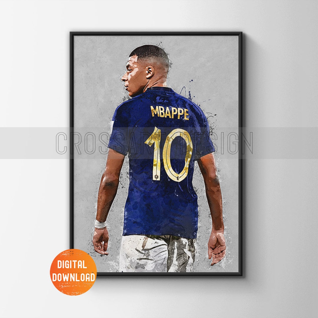 Kylian Mbappe Poster, Wall Art Printable, France Football, Digital ...