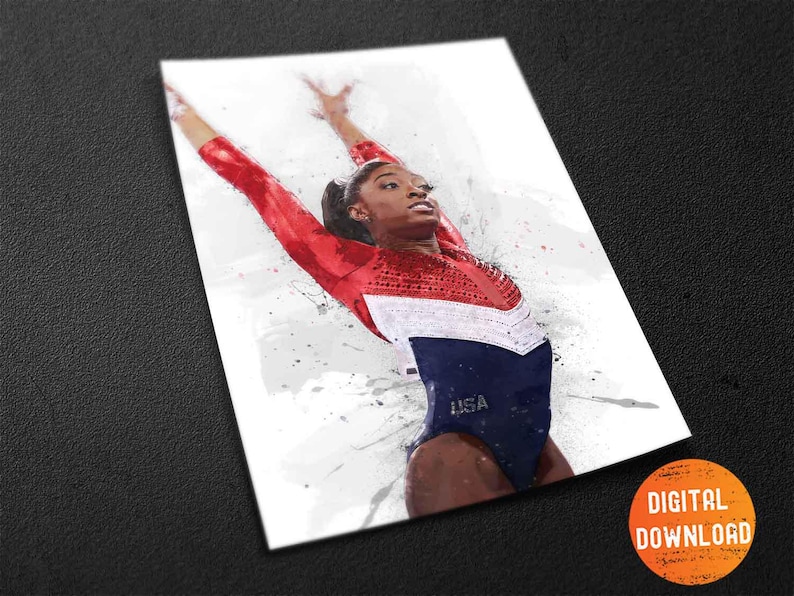Simone Biles Poster, Wall Art Printable, Artistic Gymnast, Gold Medal ...
