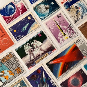 25 Stamp SPACE CASE Fun Pack // Random Lot of 25 Premium Used Outer ...