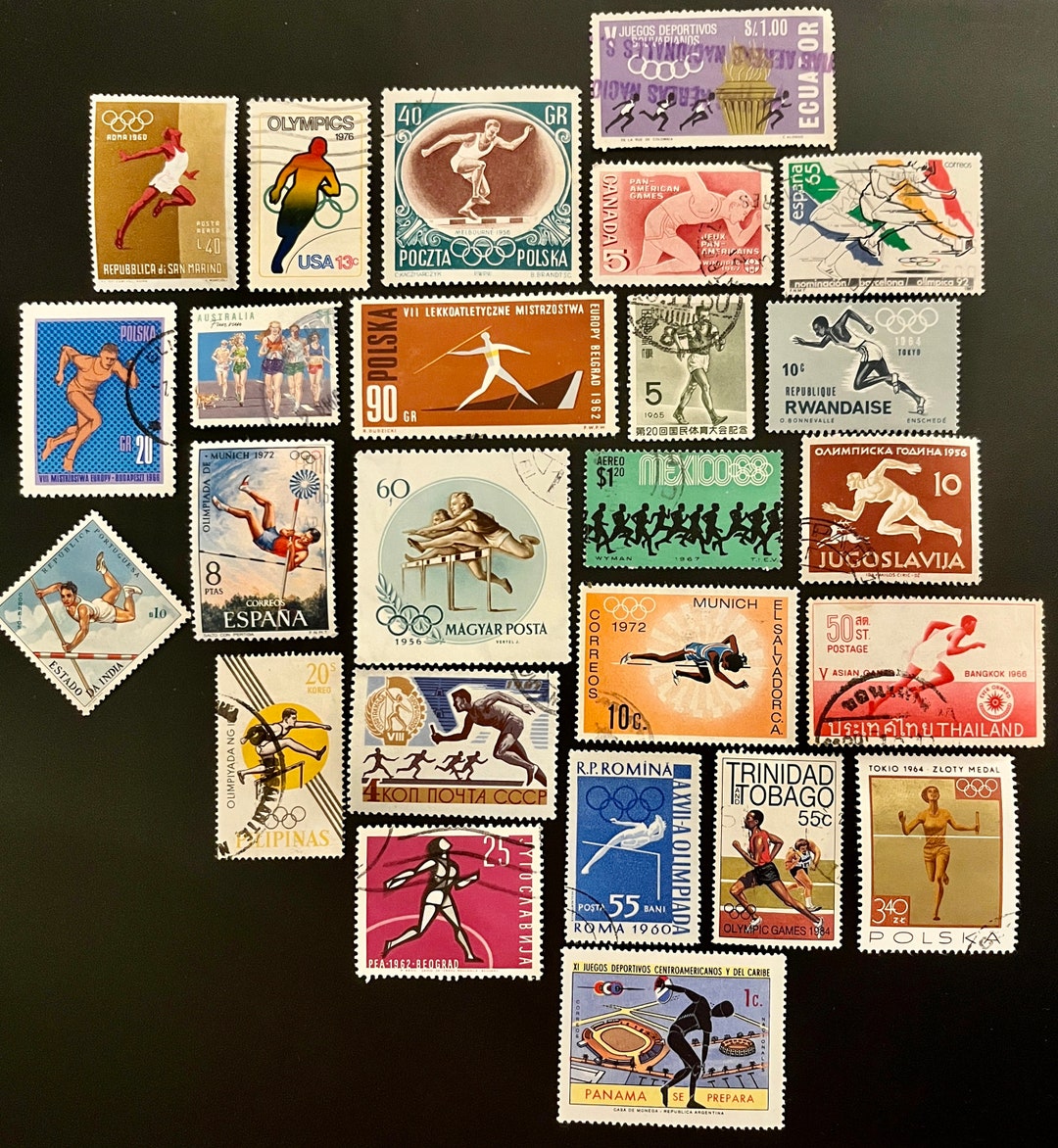 25 Stamp TRACK & FIELD Fun Pack // Random Lot of 25 Premium Used ...