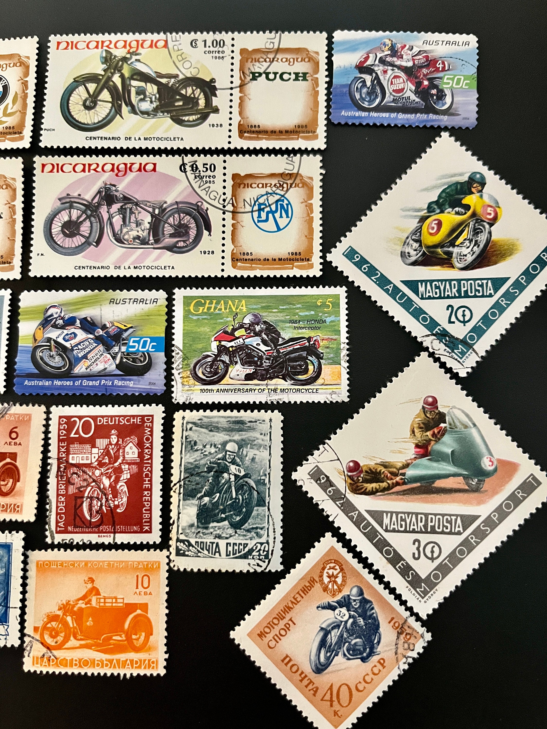 25 Stamp MOTORCYCLE Fun Pack // Random Lot of 25 Premium Used World ...