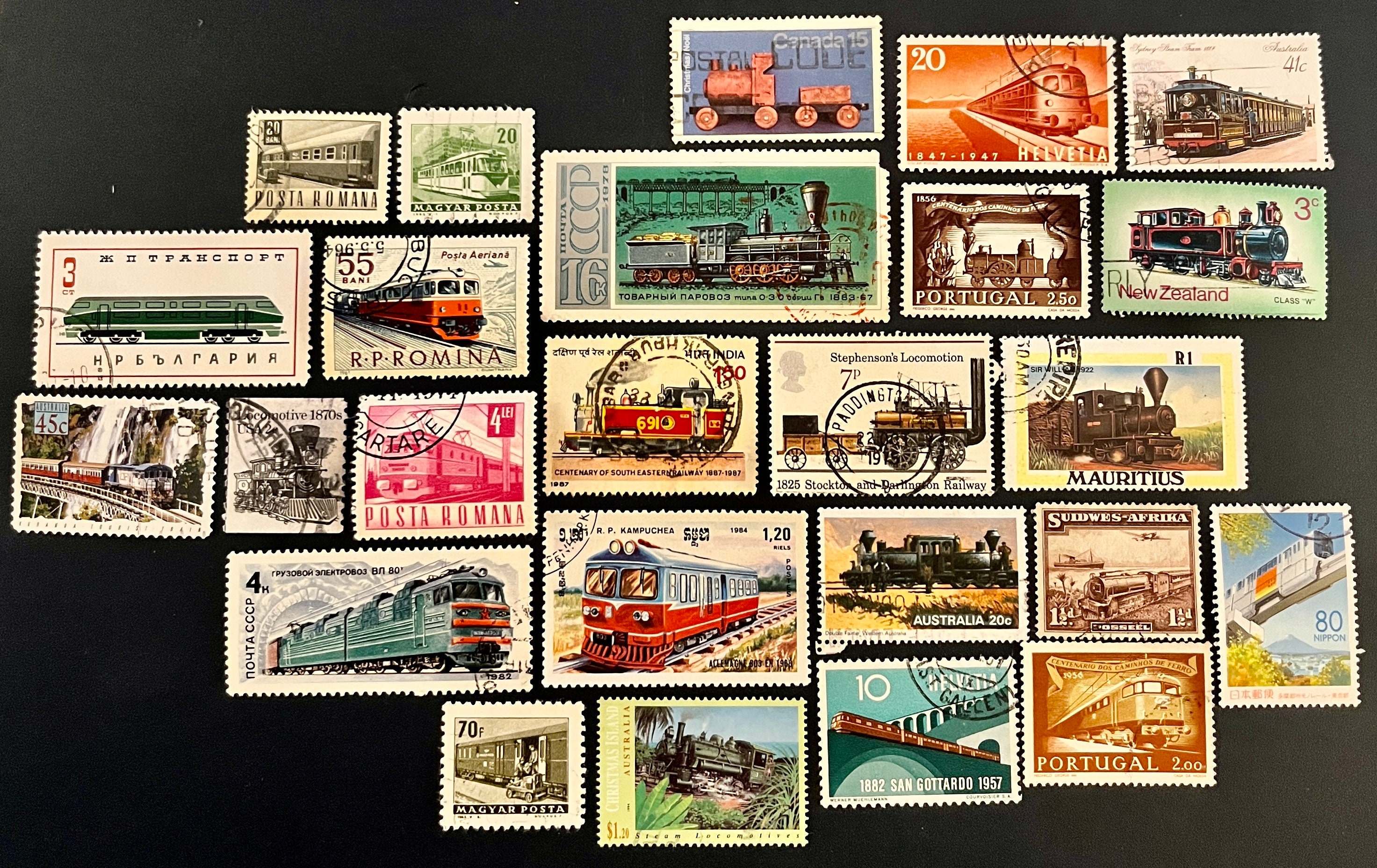 25 Stamp TRAINS & RAILWAY Fun Pack // Random Lot of 25 Used Premium ...