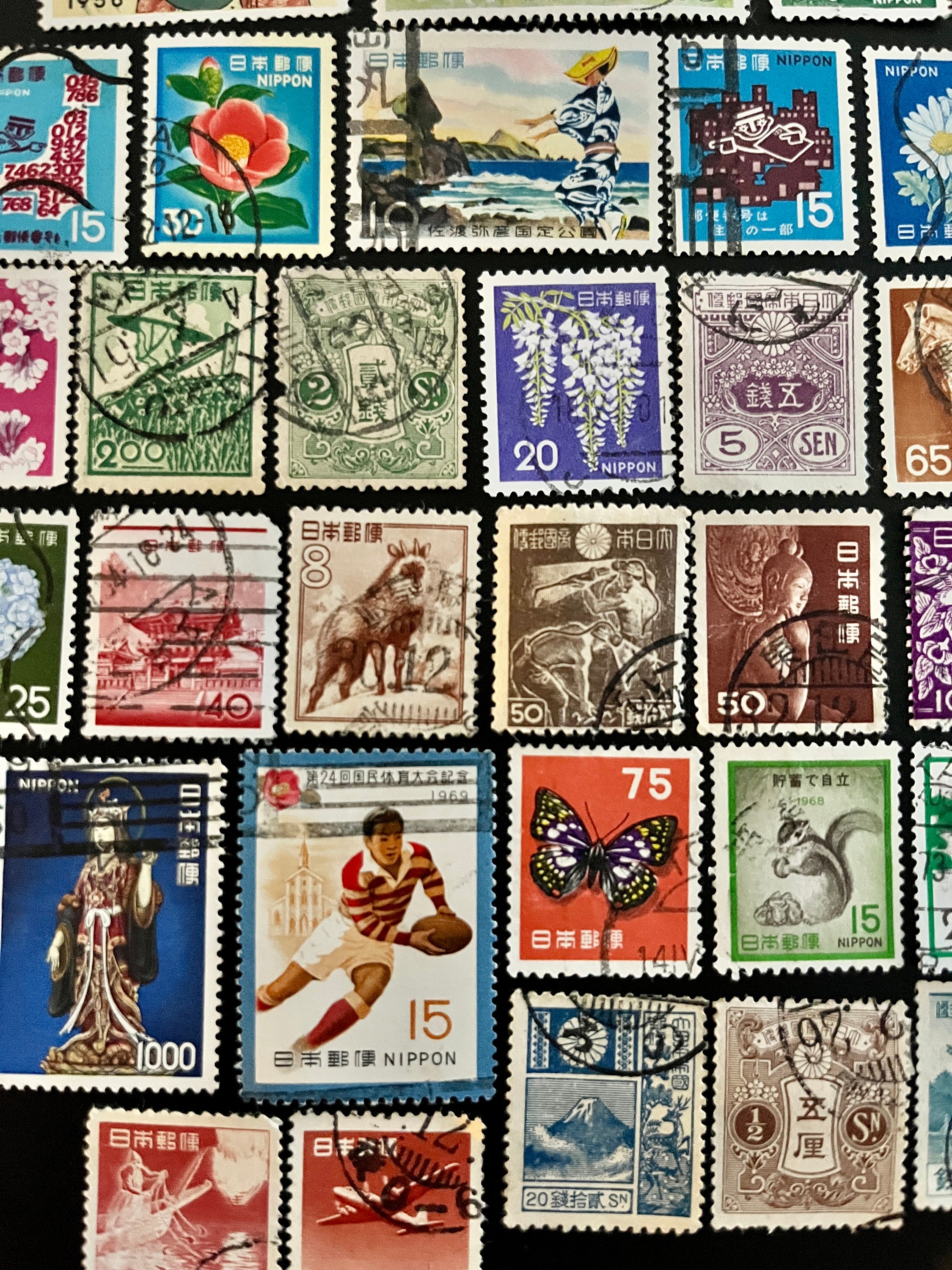 JAPAN Stamp Fun Pack: 50 Different Random Used JAPANESE Vintage Stamps ...