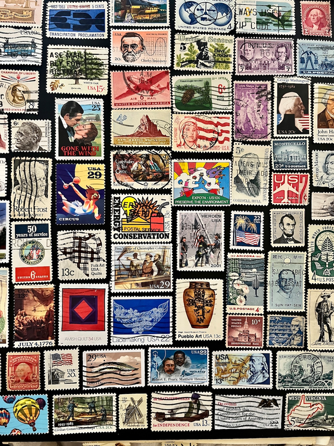 100 Stamp UNITED STATES Fun Pack // Lot of 100 Different Used American ...
