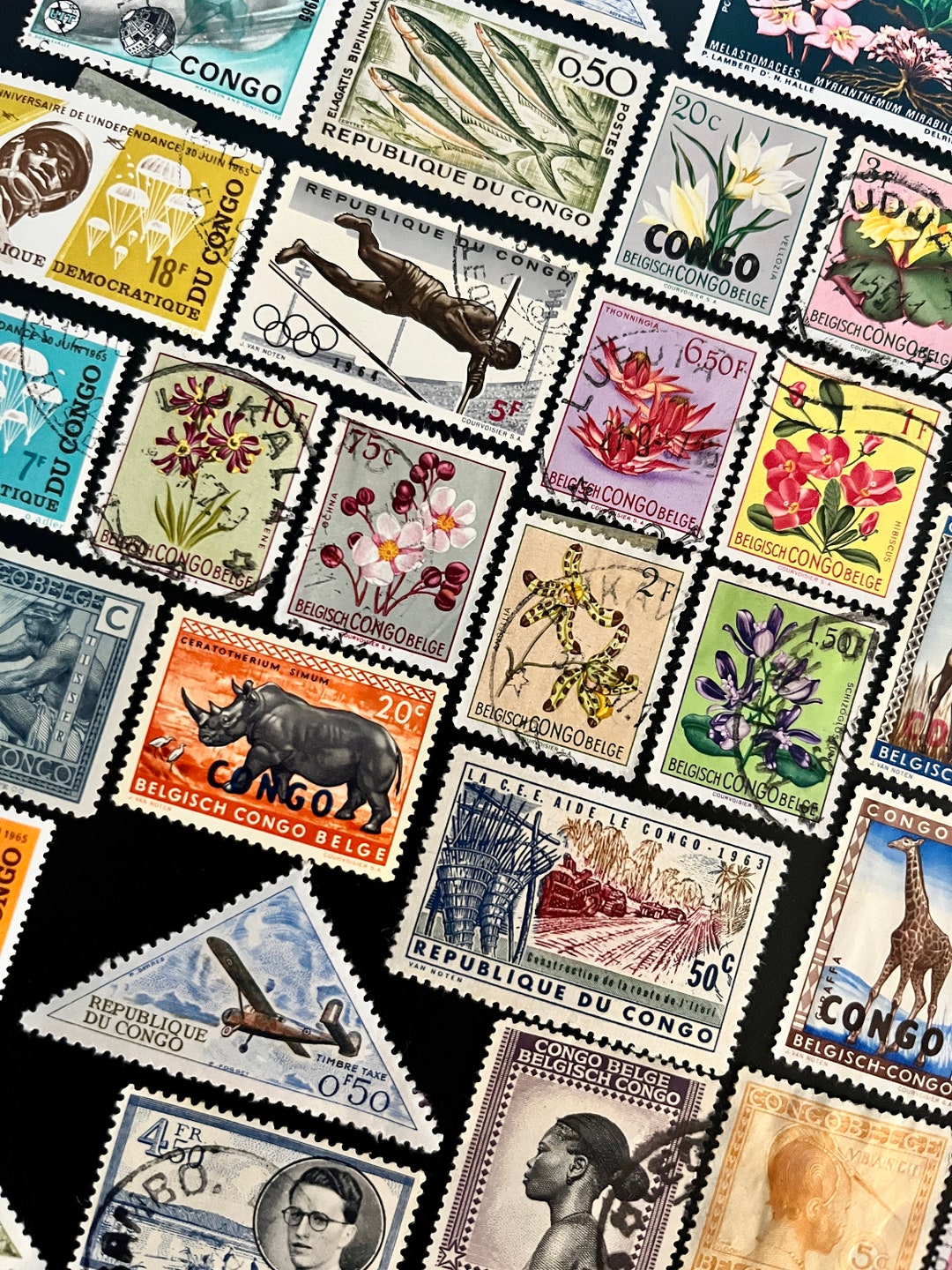 CONGO Stamp Fun Pack: 20 Different Used Random CONGOLESE Vintage Stamps ...