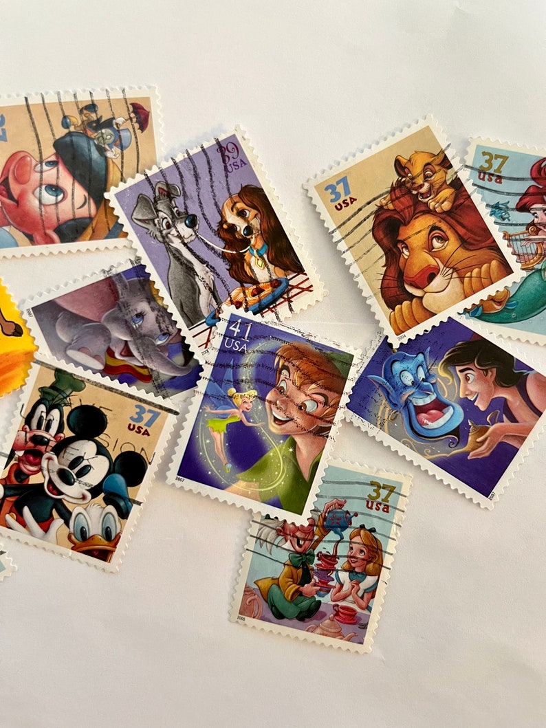 10 Stamp DISNEY LOVER Fun Pack // Random Lot of 10 Disney Themed Stamps ...