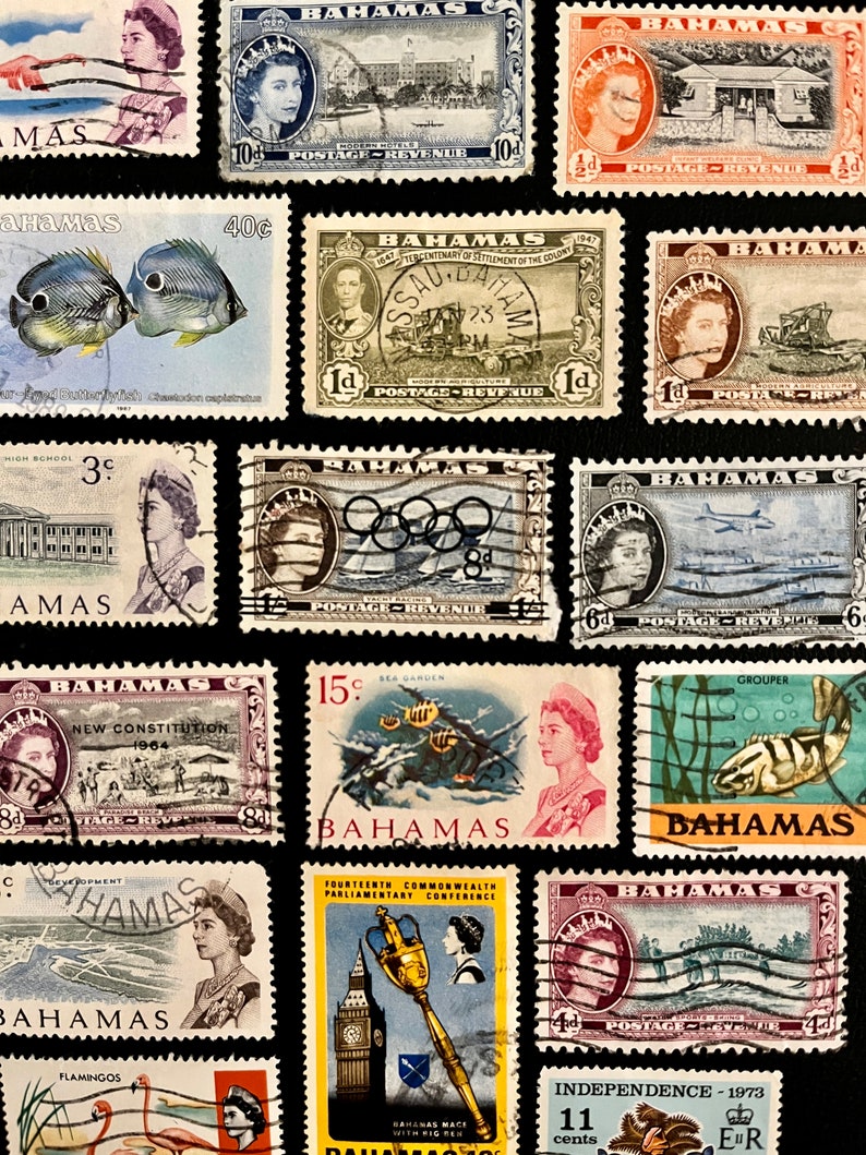 20 Stamp BAHAMAS Fun Pack // Lot of 20 Different Random Used Bahamians ...