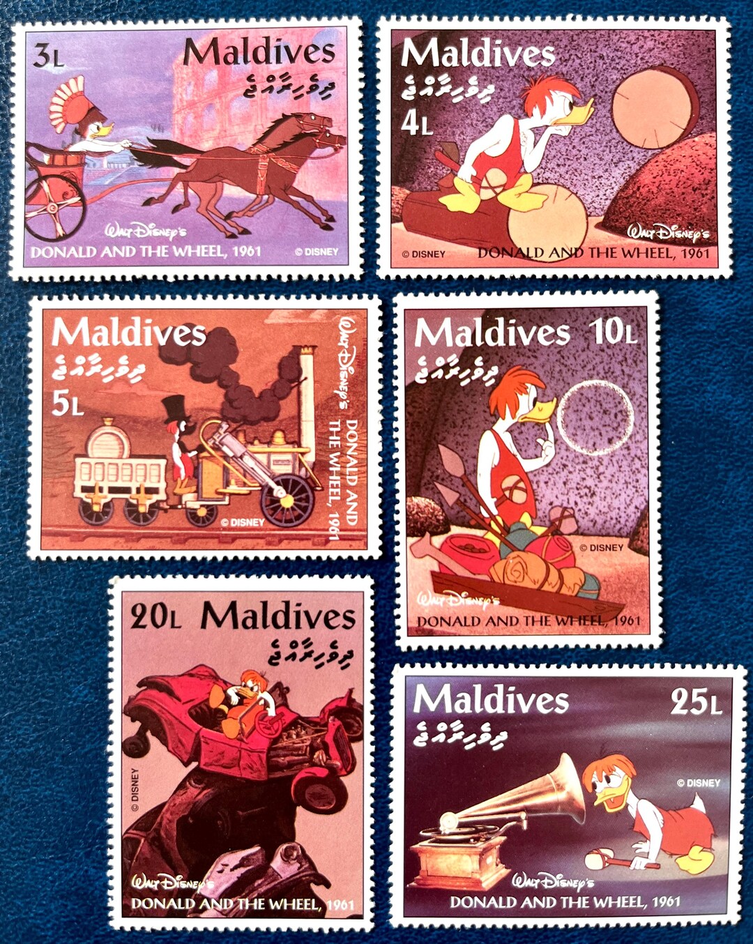 Six (6) 1995 Walt Disney Donald Duck & the Wheel Stamps From the ...
