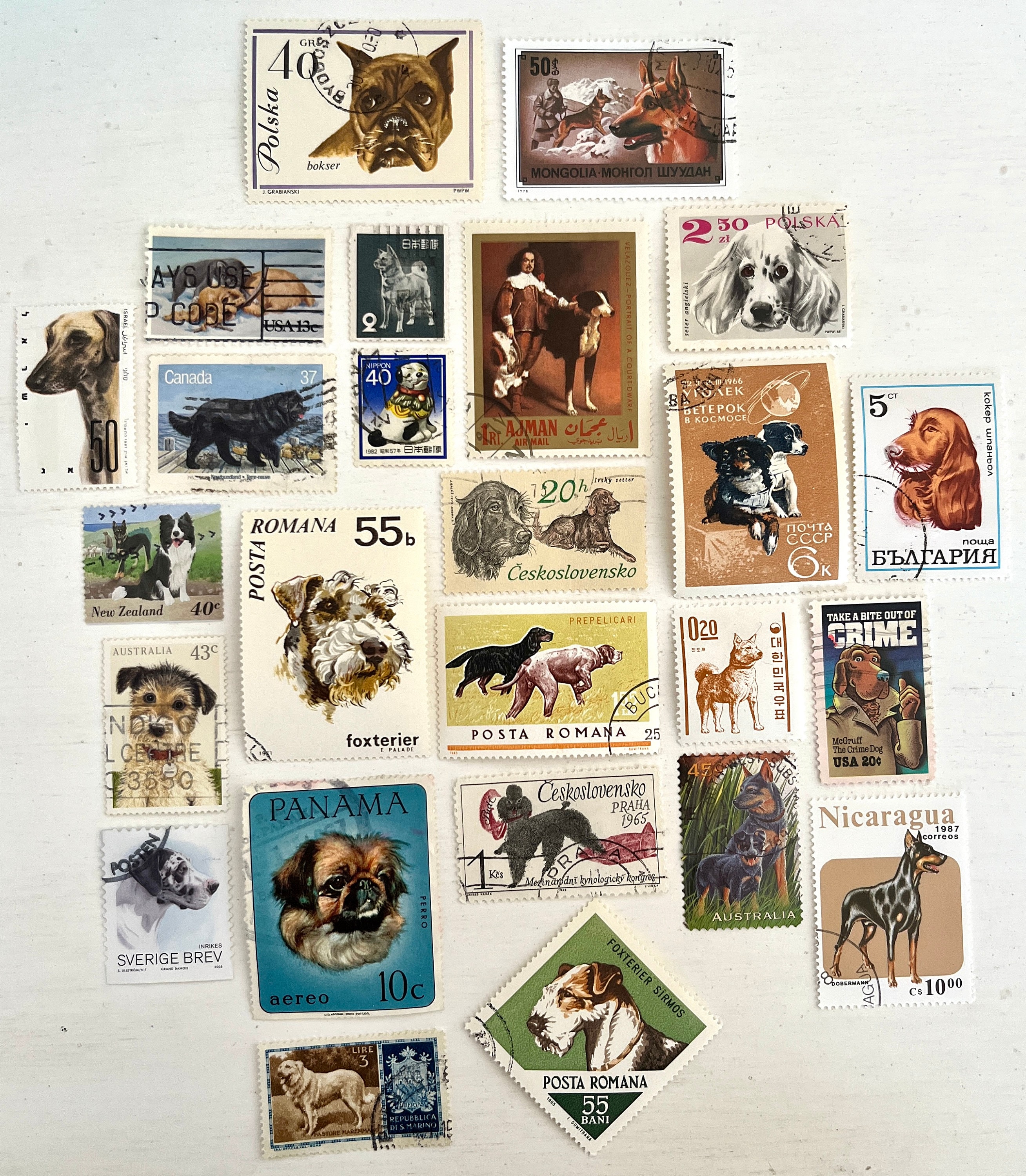 25 Stamp DOG LOVER Fun Pack // Random Lot of 25 Premium Used World Dog ...