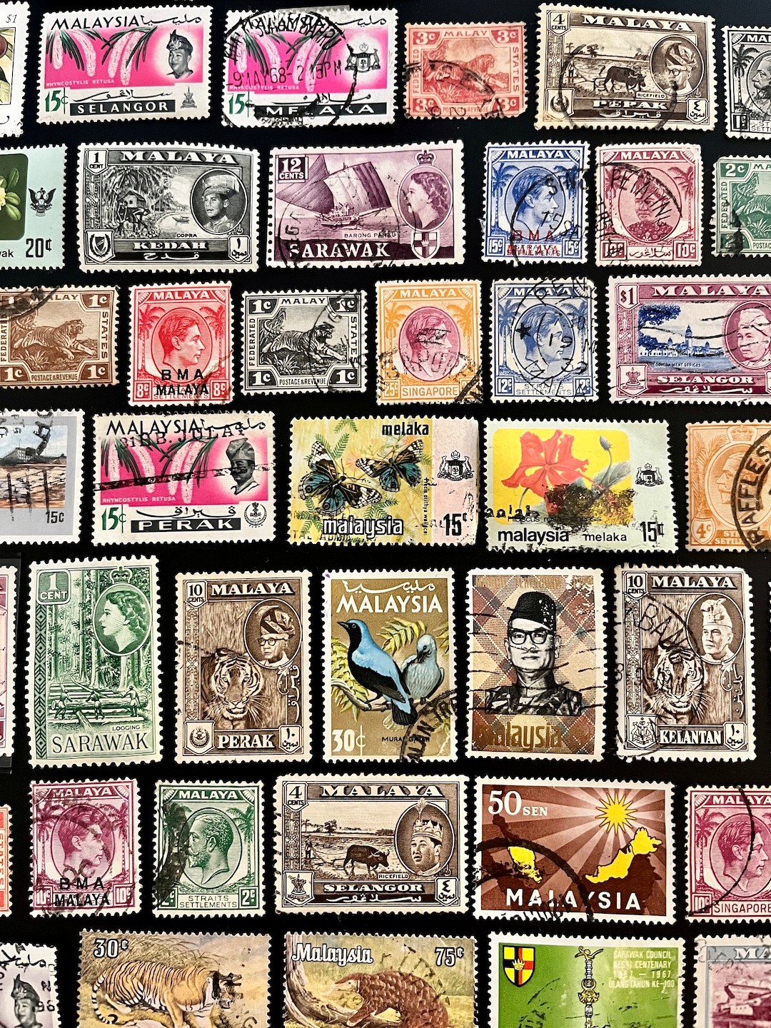 50 Stamp MALAYSIA Fun Pack / Lot of 50 Different Used Malaya, Strait ...