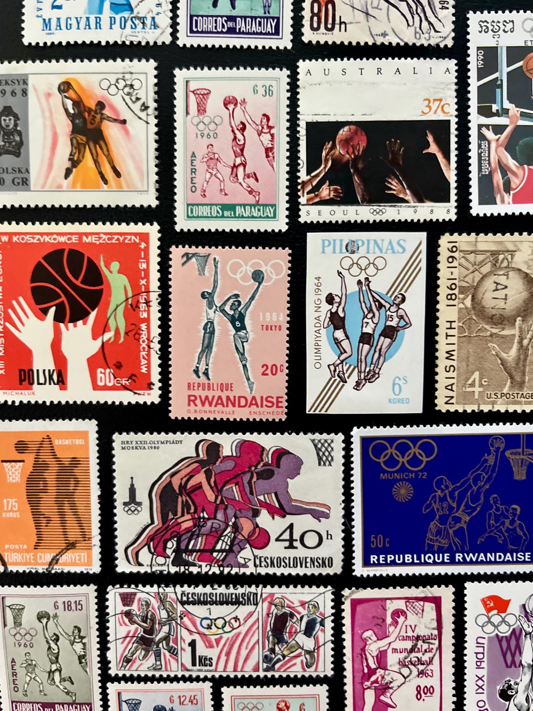 25 Stamp BASKETBALL Fun Pack // Random Lot of 25 Premium Used ...