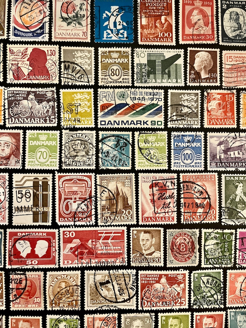 50 Stamp DENMARK Fun Pack / Lot of 50 Different Used DANISH Stamps ...