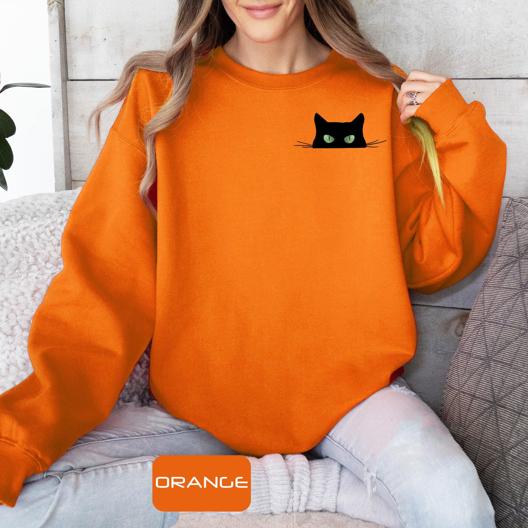 Cat Sweatshirt, Cat Peeking Sweat, Cute Cat Sweatshirt, Black Cat Sweat ...