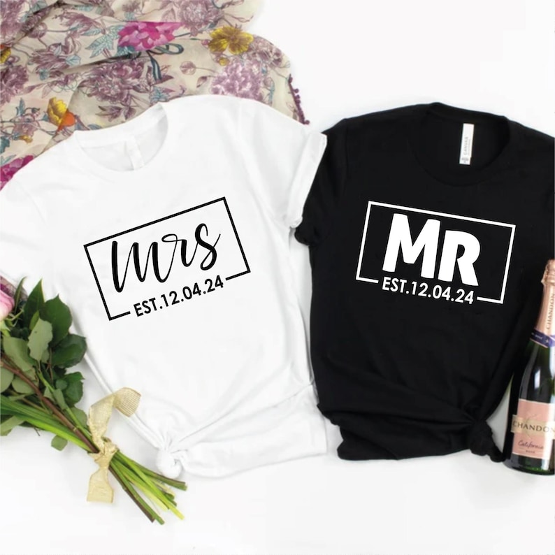 Future Mr Mrs T-shirts, Husband Est 2024, Custom Couple Tee, Bride Gift ...