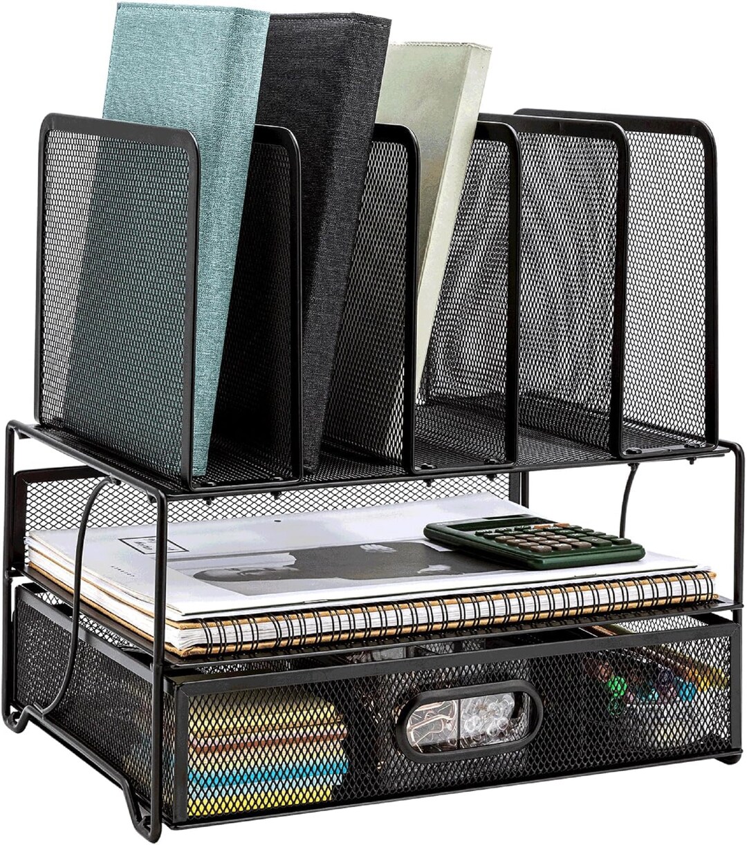 Mesh Desk Organizer With Sliding Drawer Double Tray and 5 - Etsy