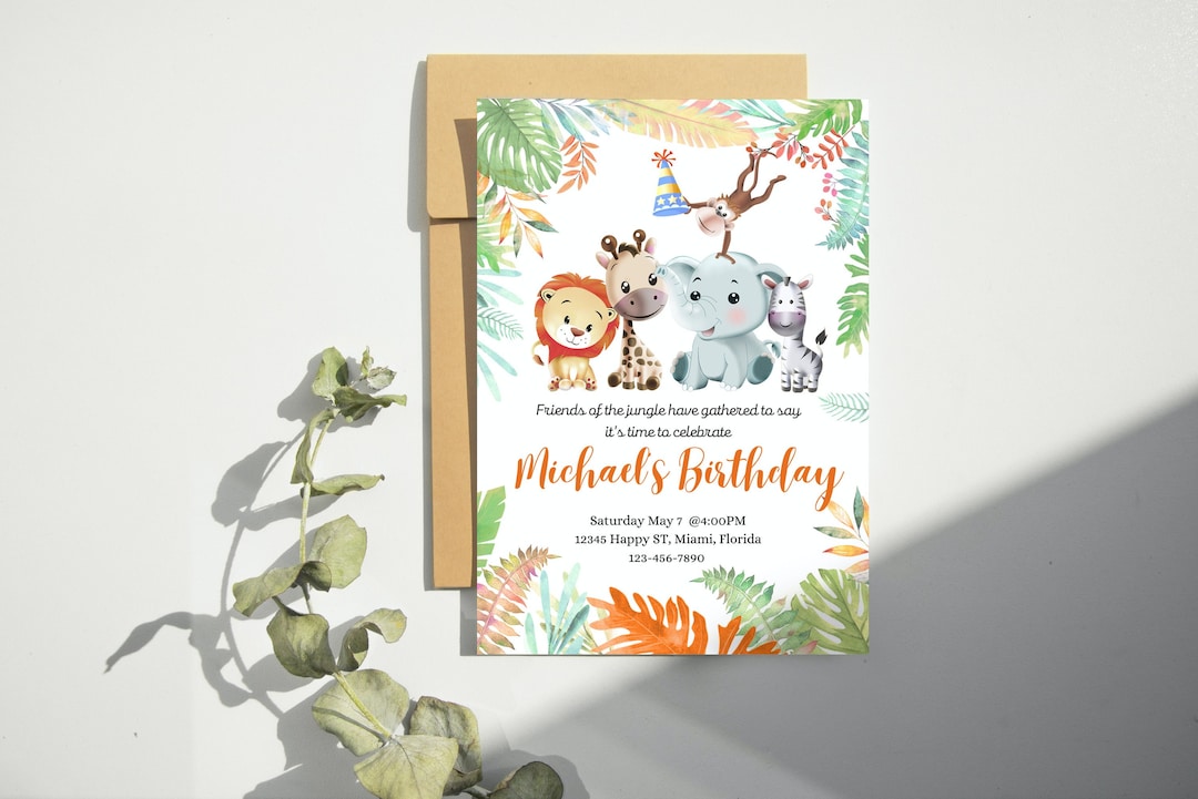 Safari Birthday Party Invite, Printable Birthday Invitation for Kids ...