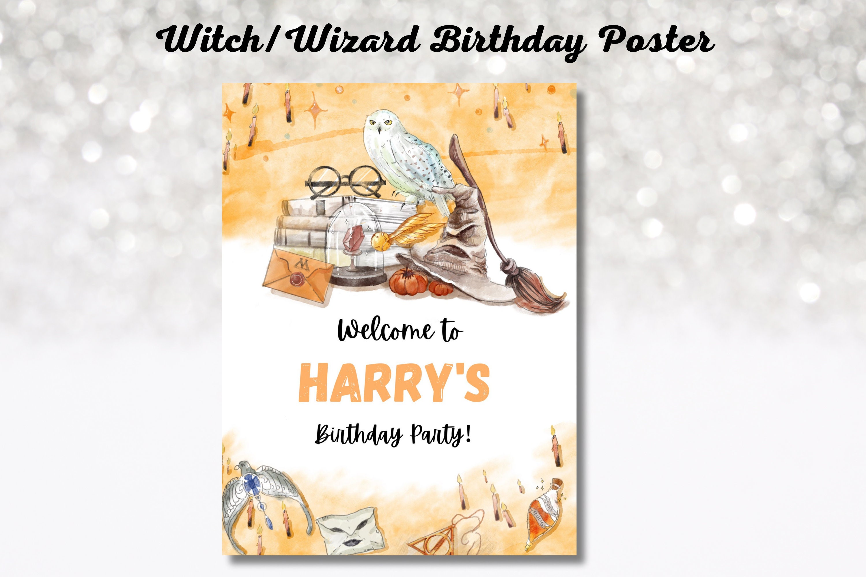 Harry Potter Printable Birthday Poster, Editable Magical Wizard Welcome ...