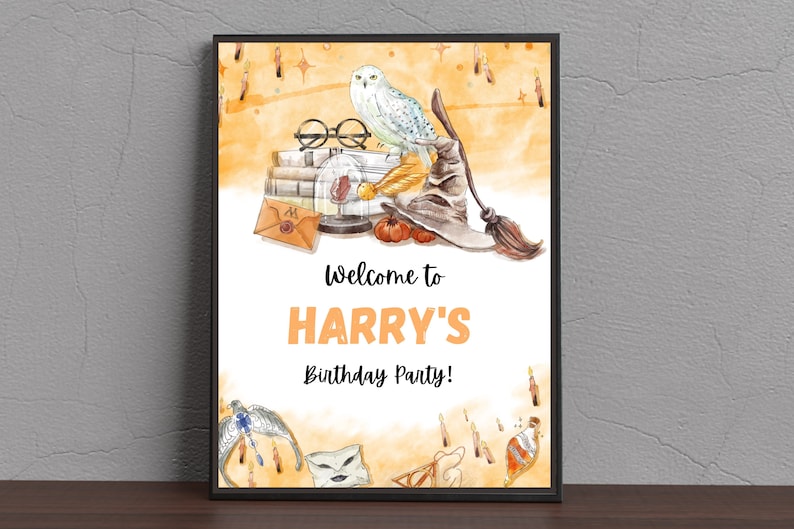 Harry Potter Printable Birthday Poster, Editable Magical Wizard Welcome ...