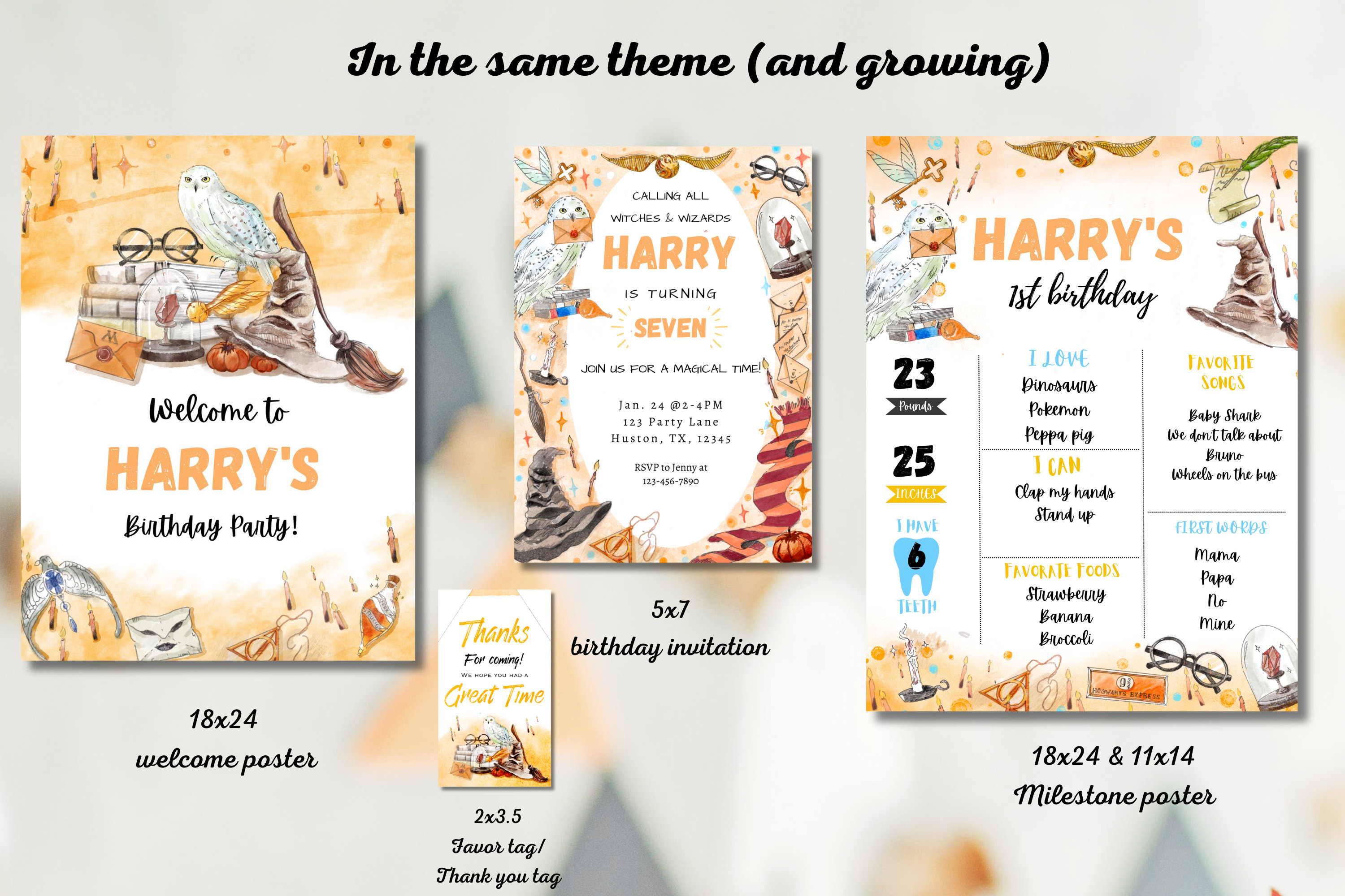 Personalized Harry Potter Birthday Milestone Sign, Editable Magical ...