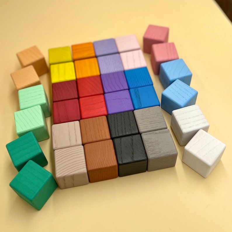 Wooden Cubes, Montessori Wooden Toy, Building Blocks, Wooden ...