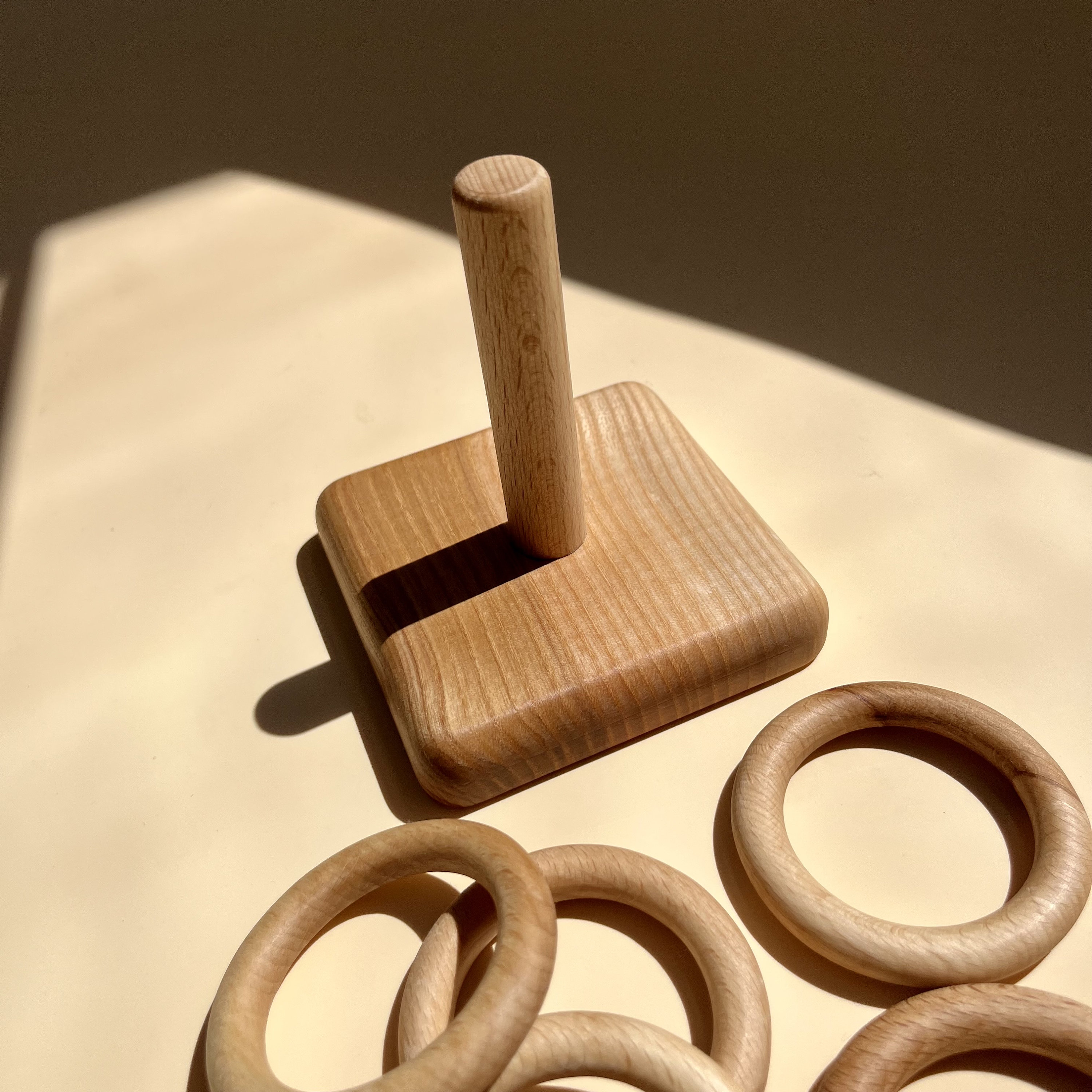 Montessori Rings Stacker on a Vertical Dowel, Ring Stacker, Montessori ...