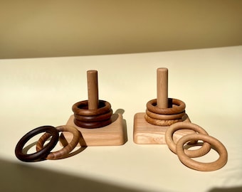 Montessori Stacking Rings on a Vertical Dowel, Gift for Kids - Etsy