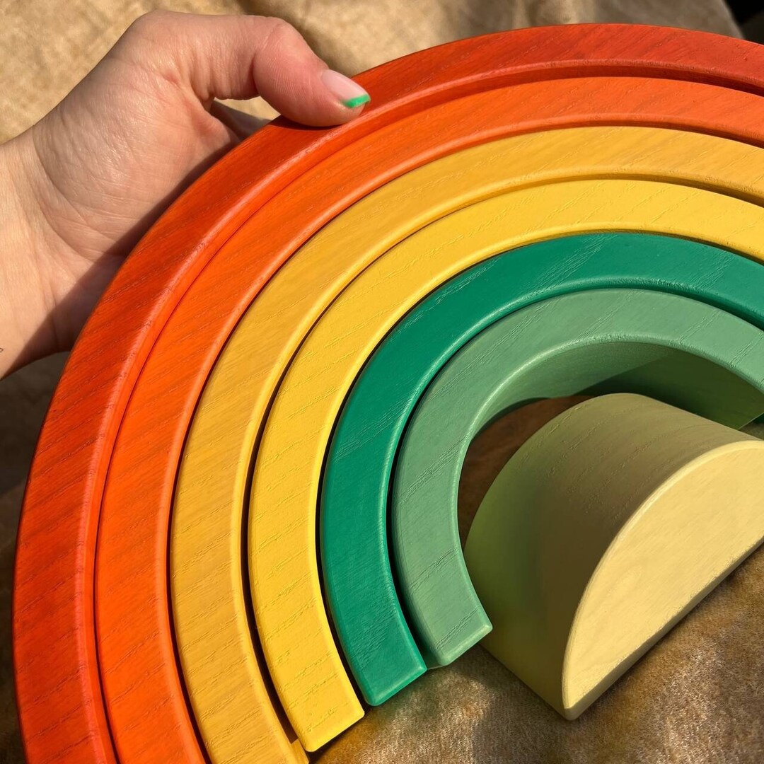 Nursery Decor, Montessori Rainbow Stacker, 1st Birthday Gift, First ...