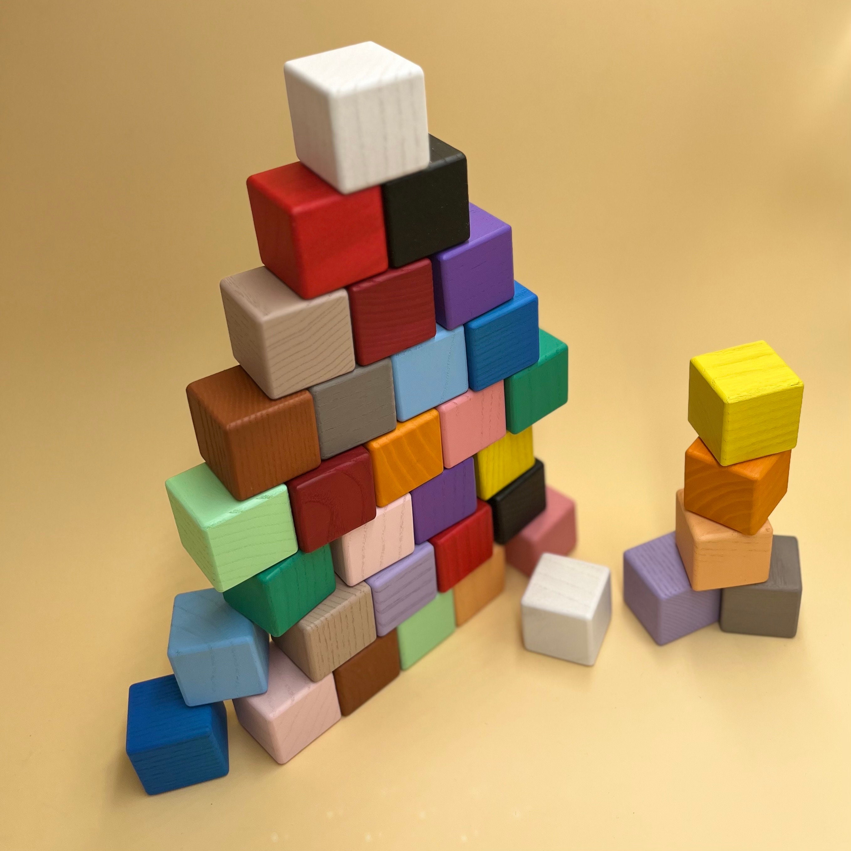 Wooden Cubes, Montessori Wooden Toy, Building Blocks, Wooden ...