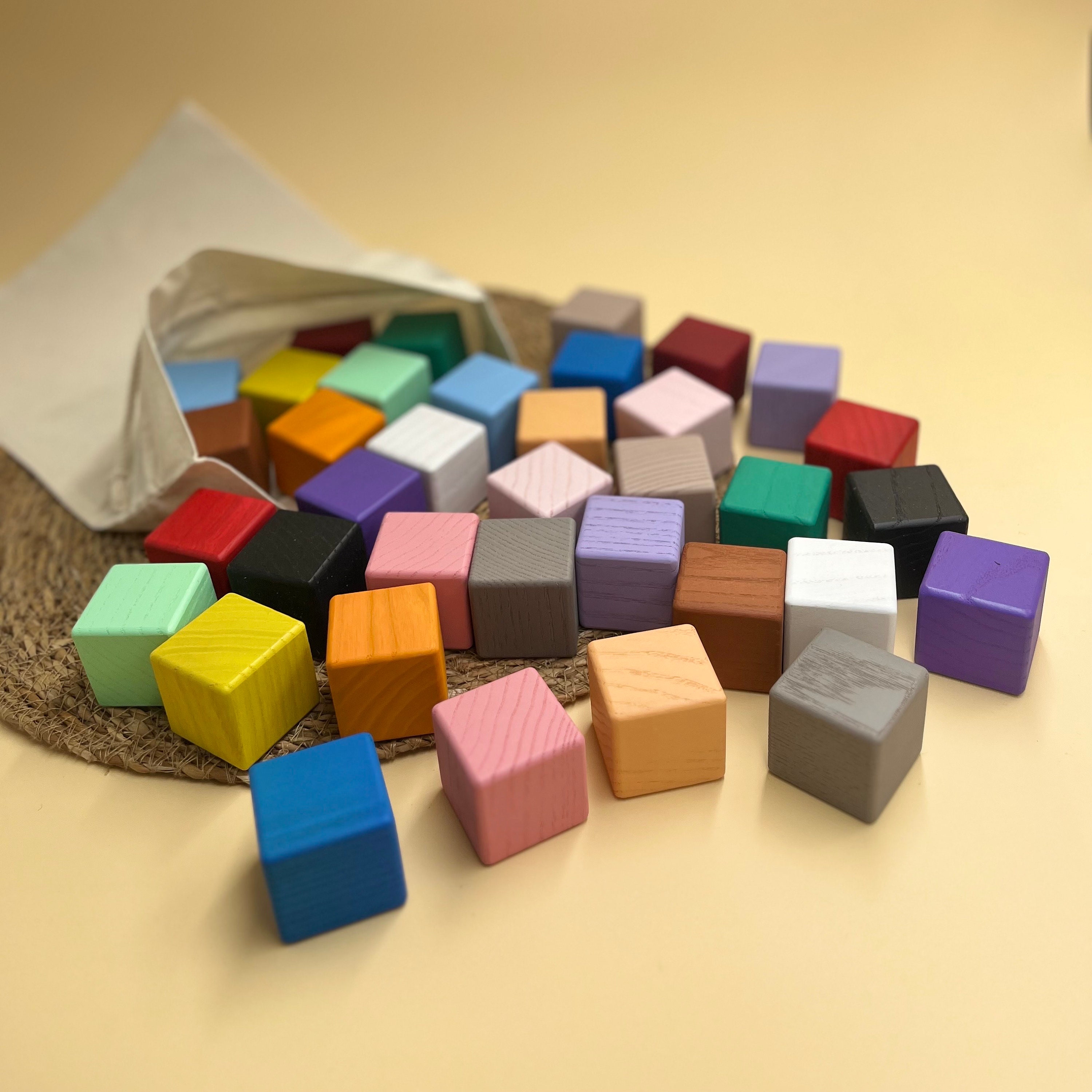 Wooden Cubes, Montessori Wooden Toy, Building Blocks, Wooden ...