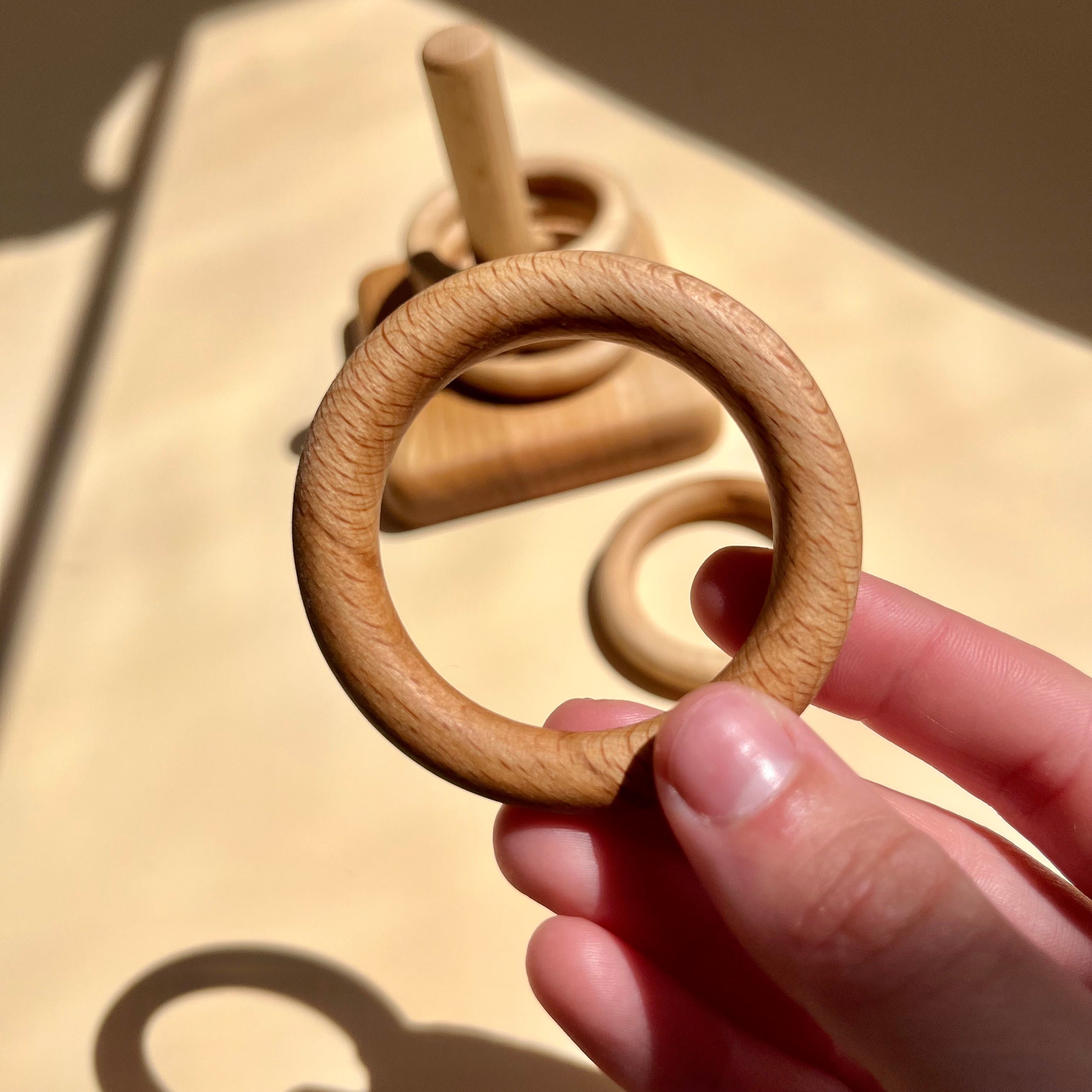 Montessori Rings Stacker on a Vertical Dowel, Ring Stacker, Montessori ...