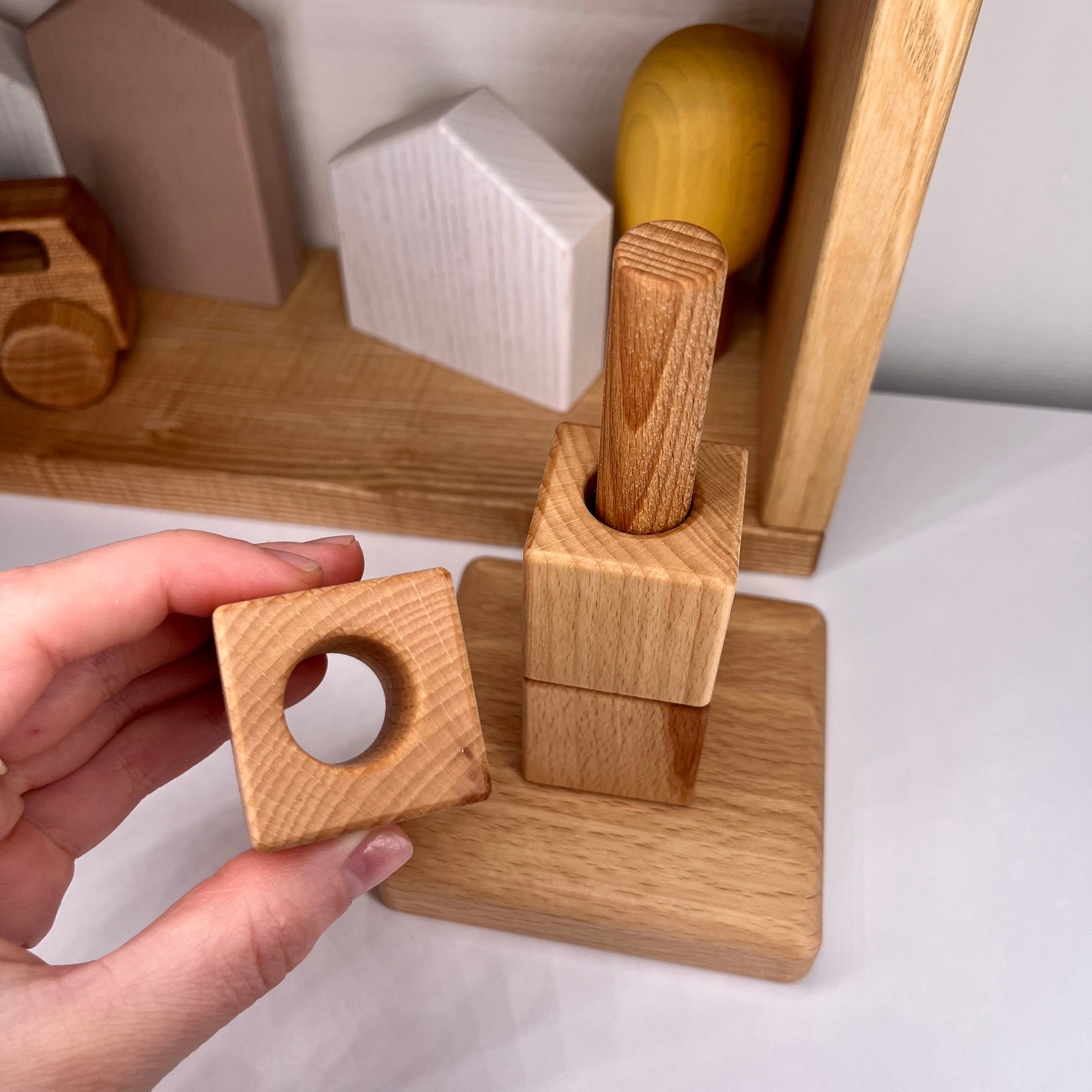 Montessori Cubes Stacker, Cubes on Vertical Dowel, Vertically Stacker ...