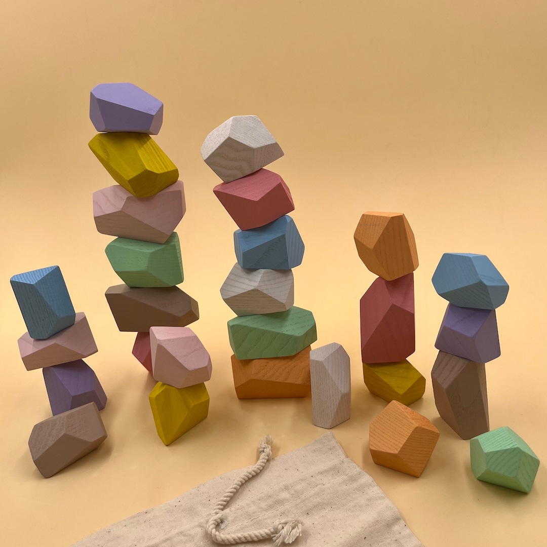 Balancing Block Tumi-ishi Wooden Stones, a Gift for a 3 Year Old Girl a ...
