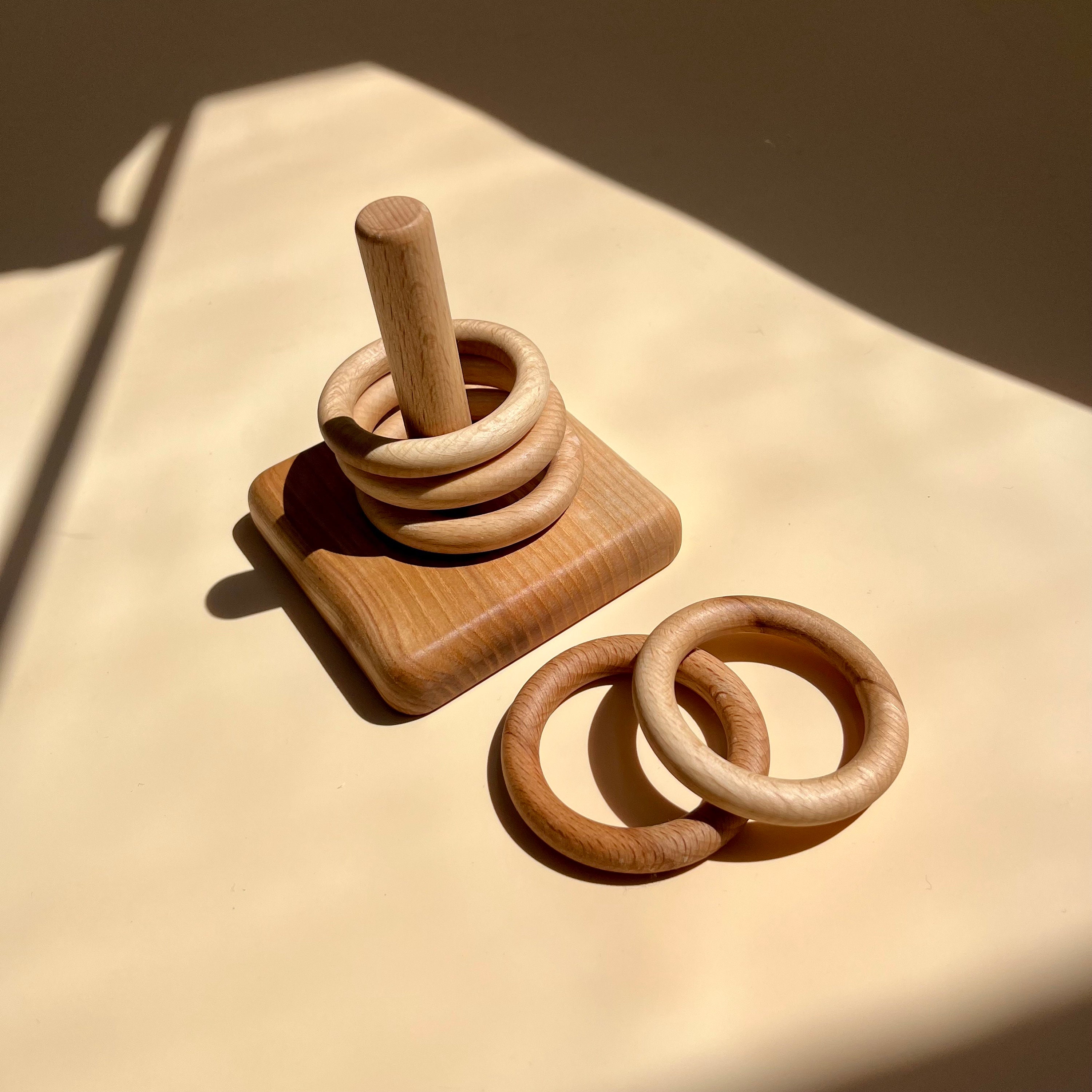 Montessori Rings Stacker on a Vertical Dowel, Ring Stacker, Montessori ...