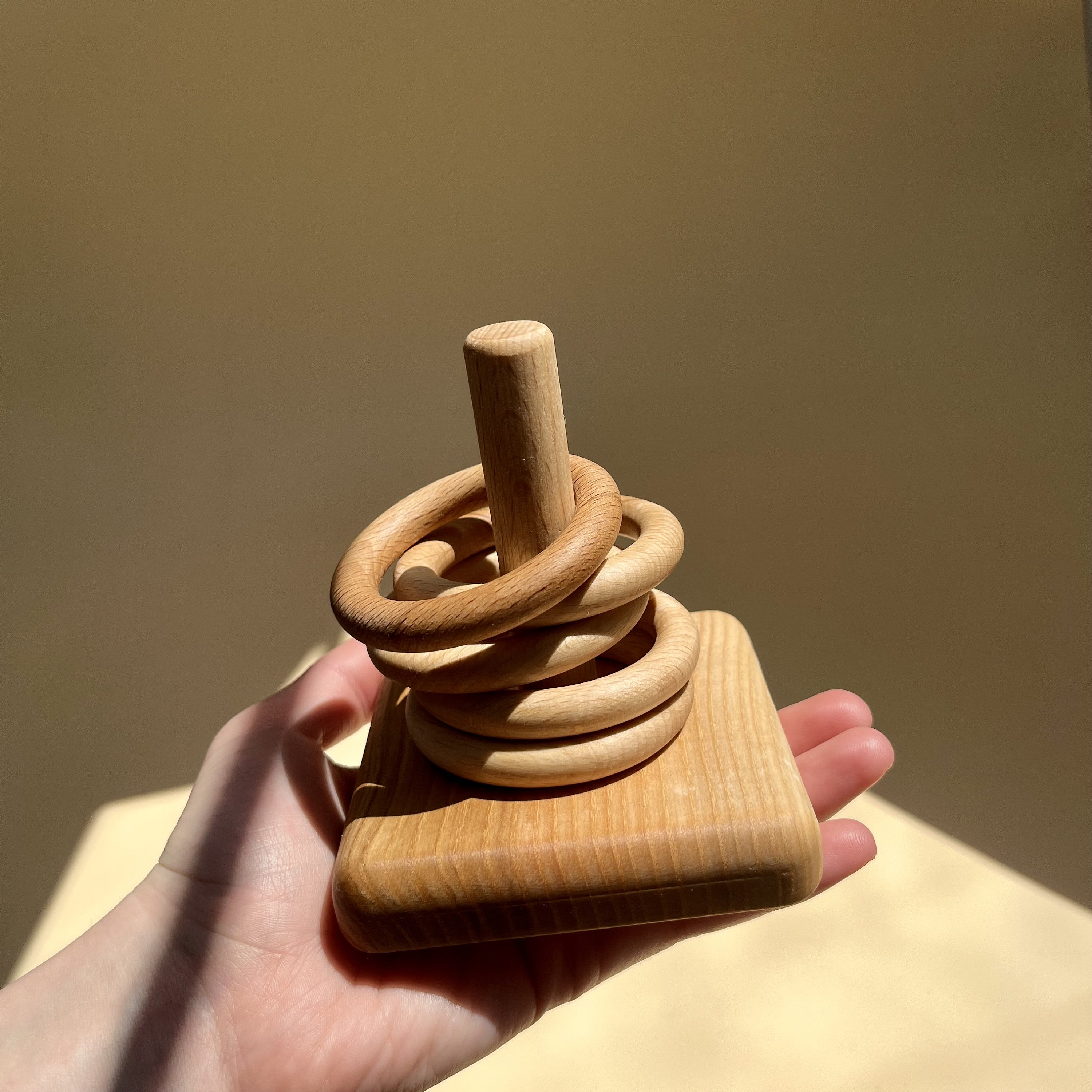 Montessori Rings Stacker on a Vertical Dowel, Ring Stacker, Montessori ...