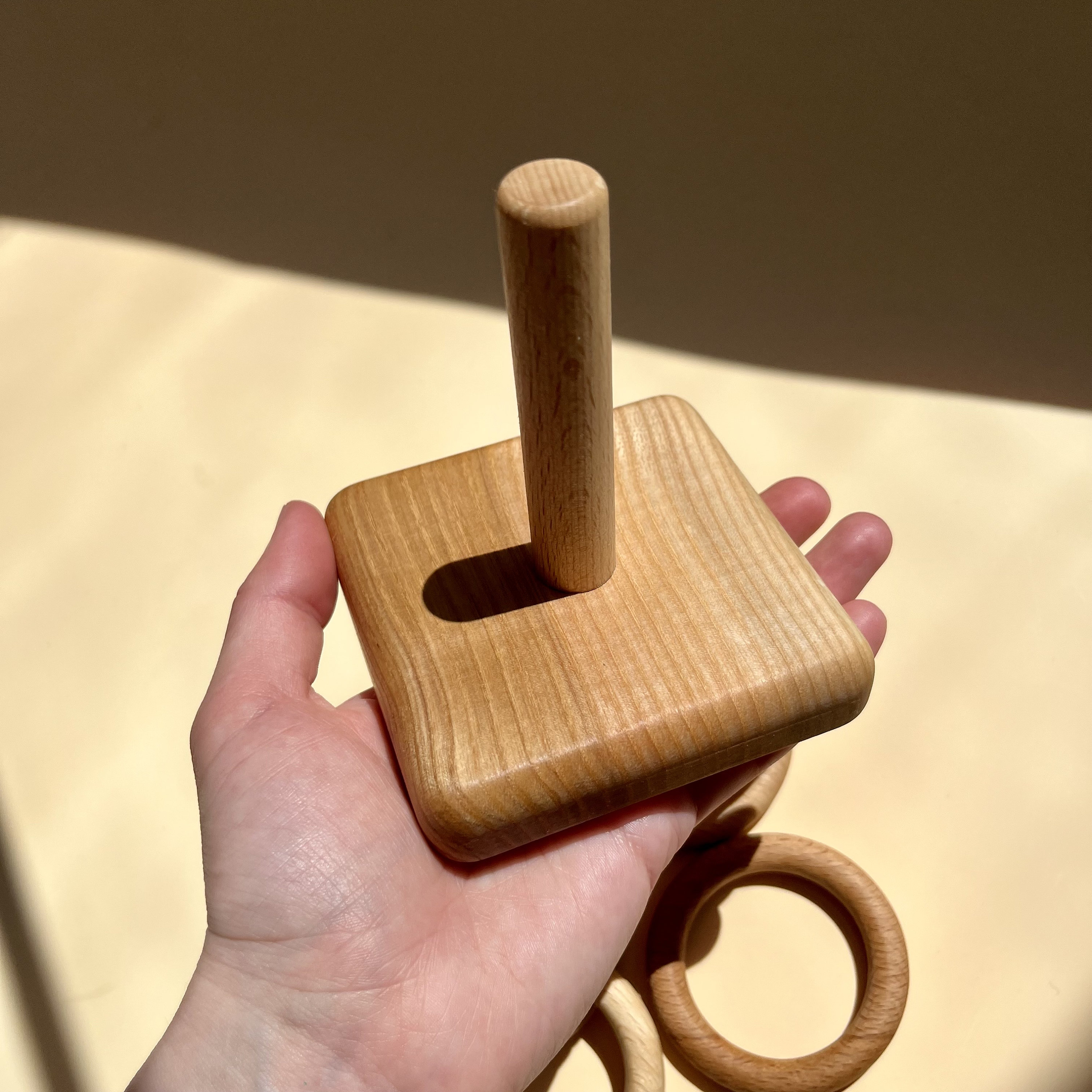 Montessori Rings Stacker on a Vertical Dowel, Ring Stacker, Montessori ...