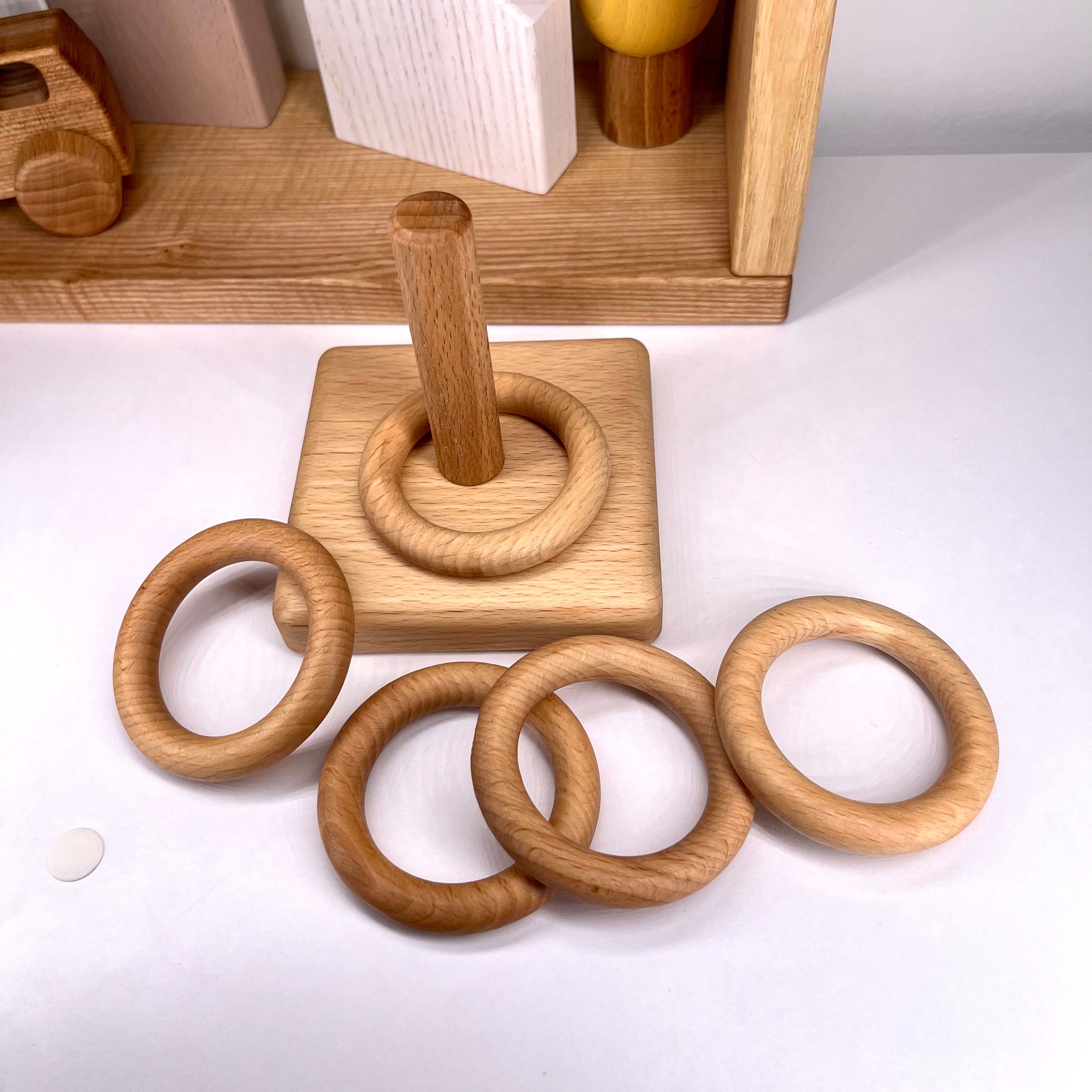 Montessori Rings Stacker on a Vertical Dowel, Ring Stacker, Montessori ...