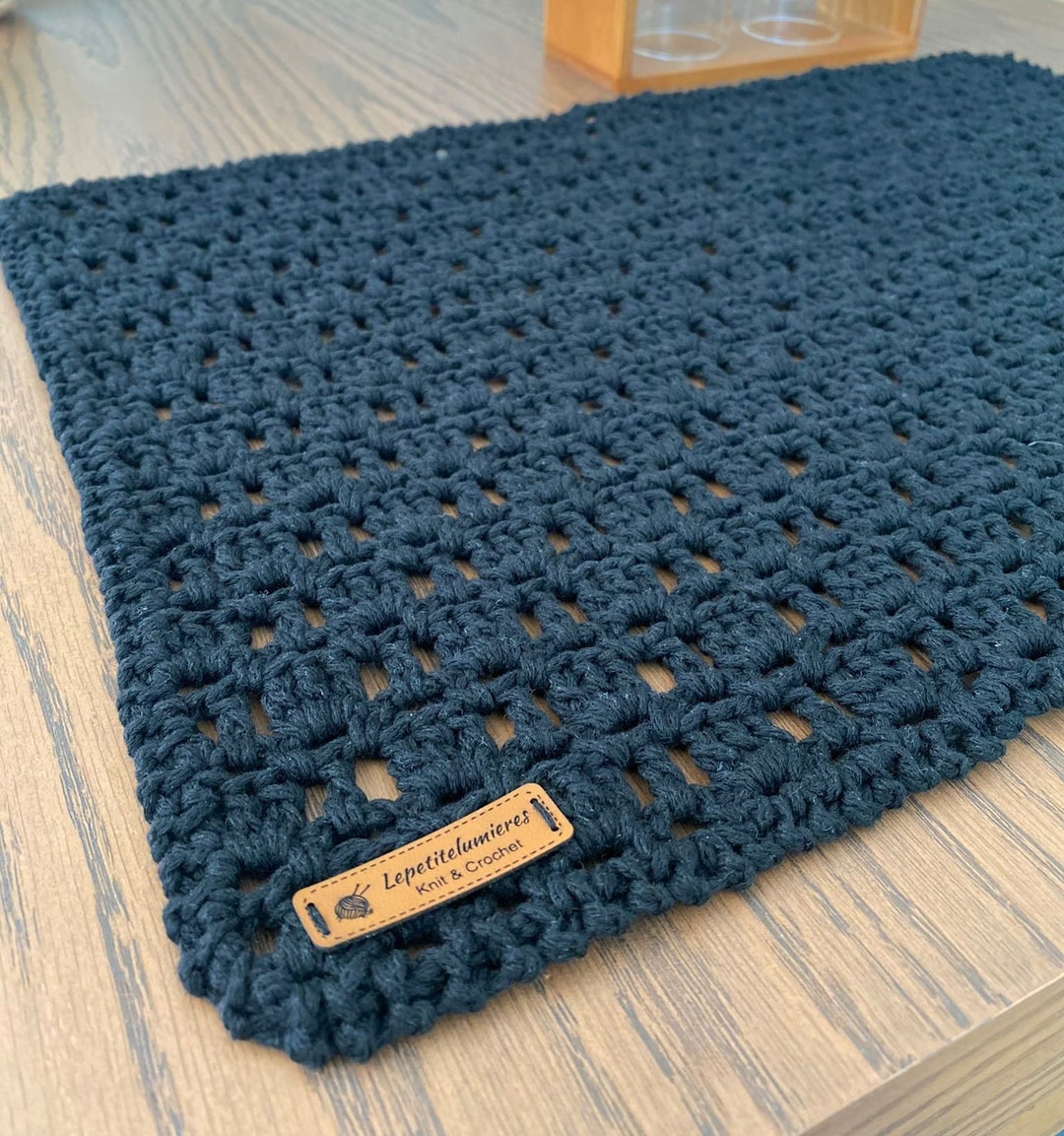 Crochet Dinner Placemats: Rectangle Table Mats, Vintage Kitchen Decor ...